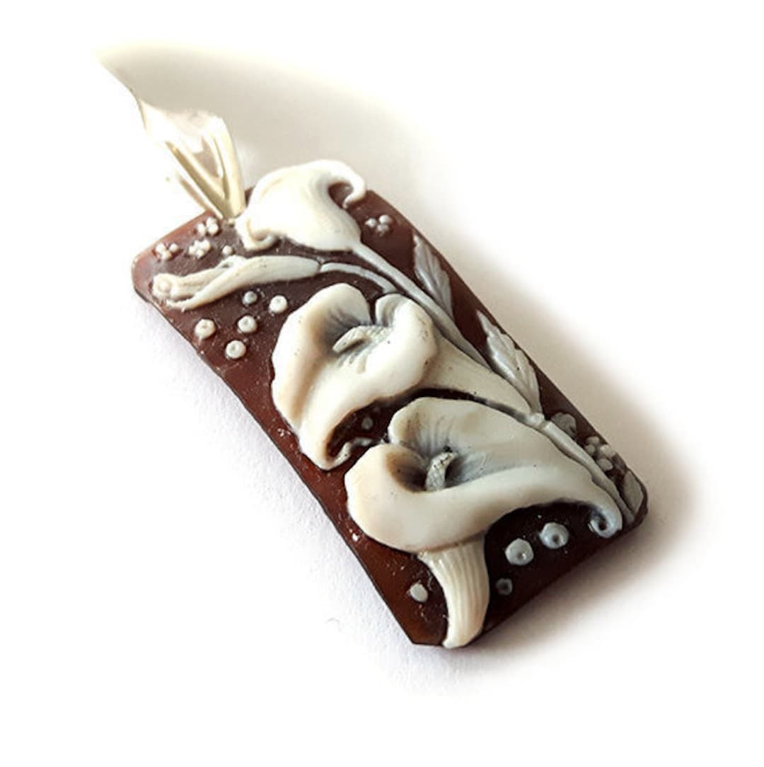 Calle Flowers Cameo Pendant Italian Cameos Jewelry Donadio Cameos Shell ...