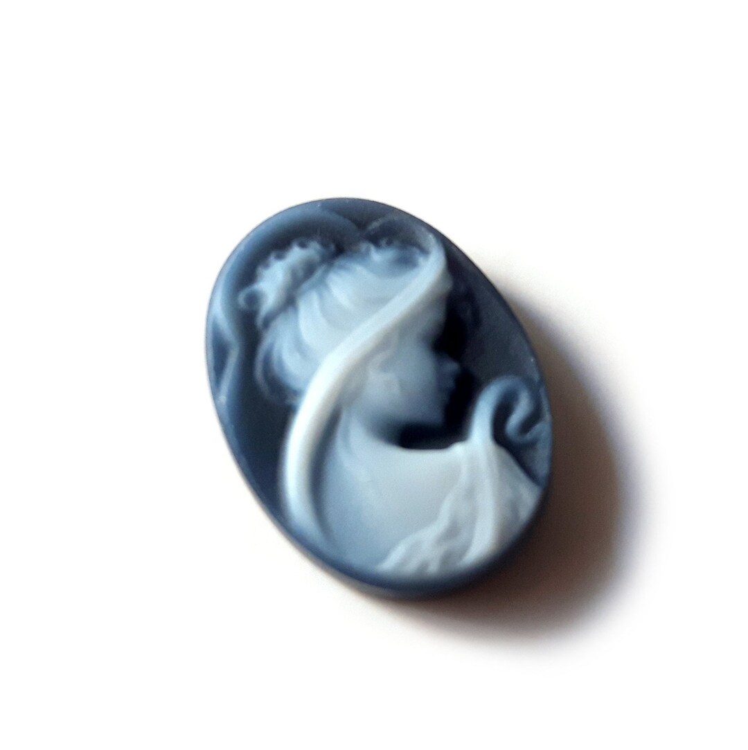 Loose Blue Cameo Lady Long Hair Italian Stone Cameo Jewelry Donadio ...