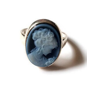 Blue Stone Cameo Ring Lady Chignon Hair Italian Cameo Jewelry Donadio ...