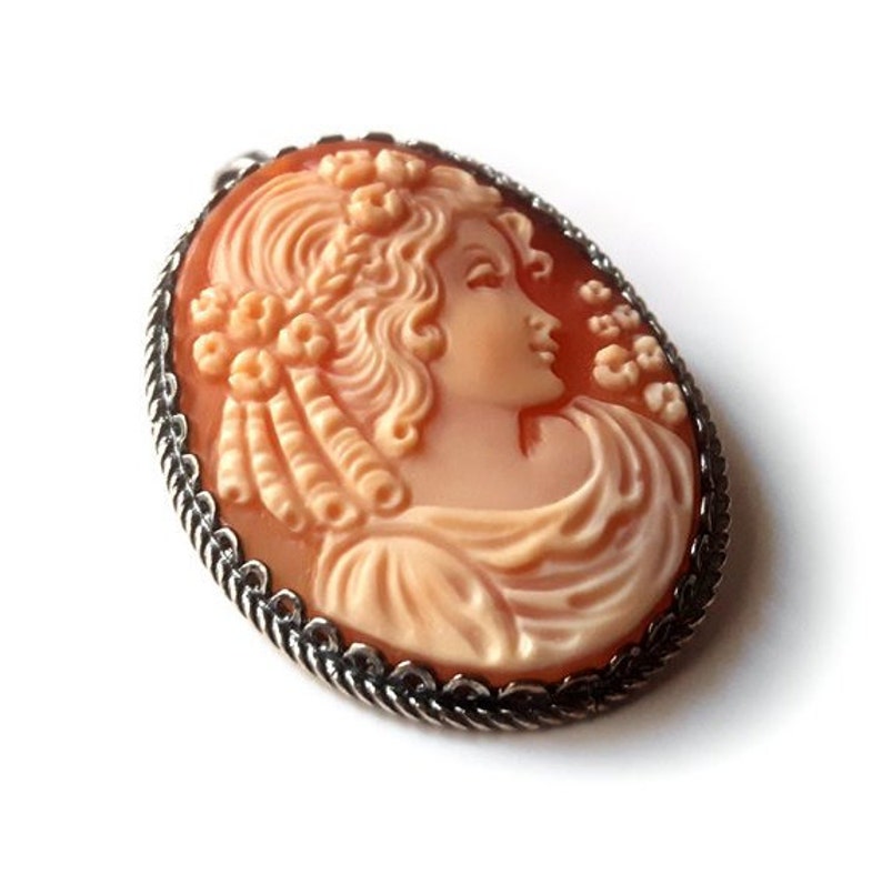 Shell Cameo Brooch & Pendant Dark Silver Italian Cameos - Etsy