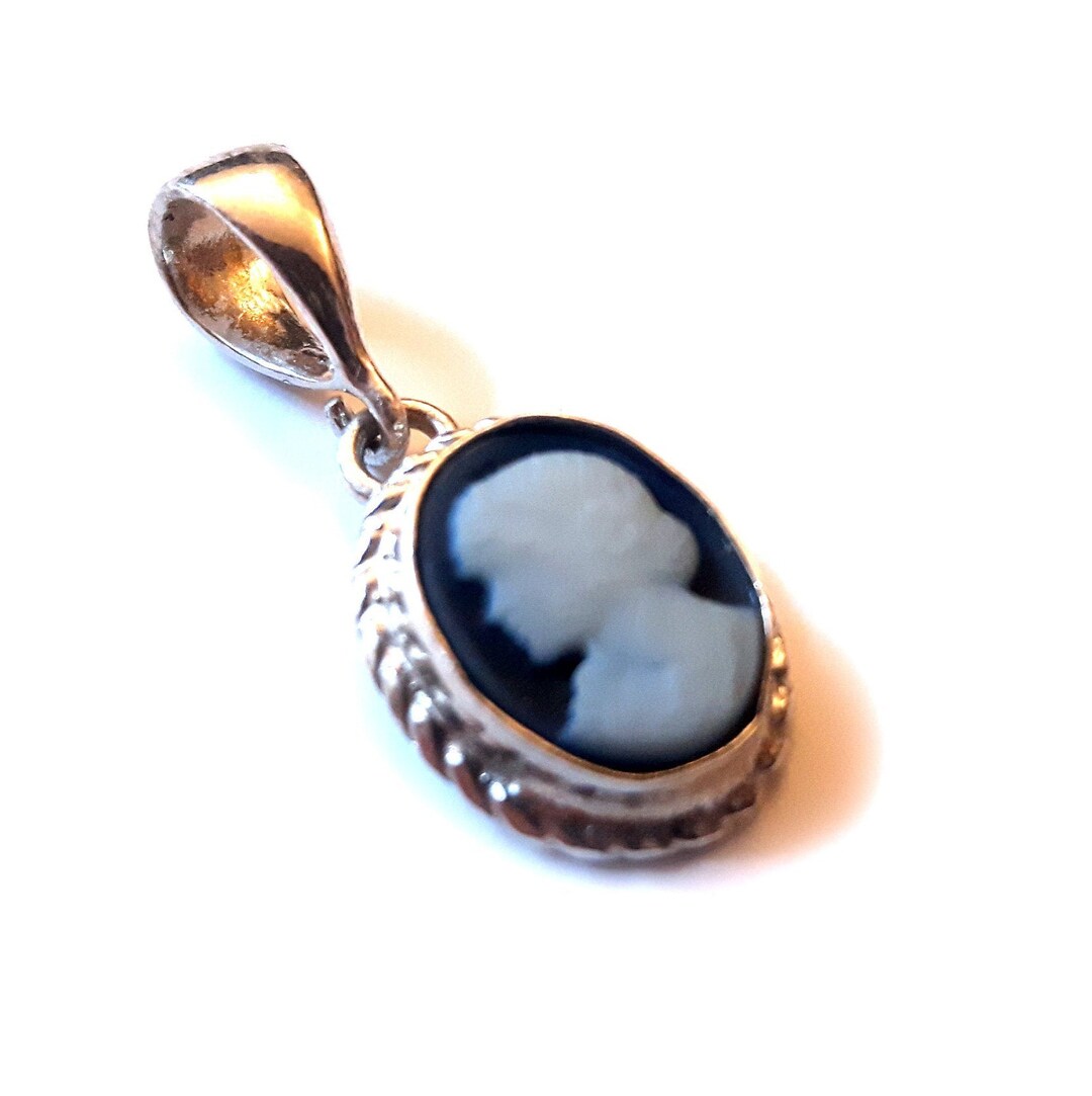 Blue Cameo Pendant Profile Italian Stone Cameo Jewelry Donadio Agate ...