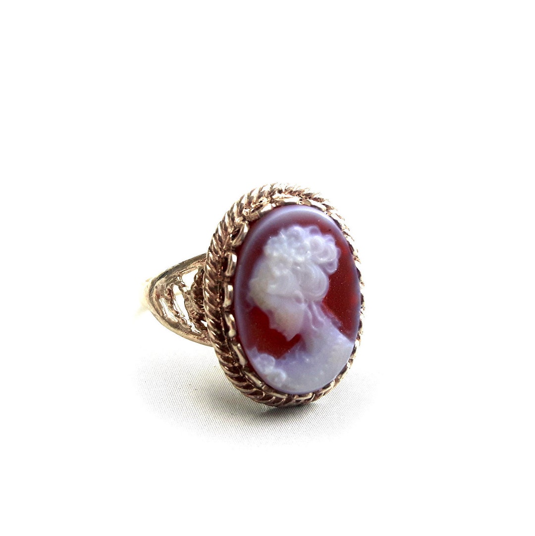 Red Cameo Ring Woman Italian Cameo Jewelry Donadio Agate Stone - Etsy