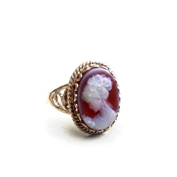 Red Cameo Ring Woman Italian Cameo Jewelry Donadio Agate Stone | Etsy