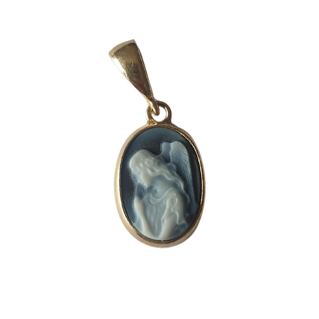 Blue Cameo Pendant Angel & Butterfly Italian Cameo Jewelry Donadio ...