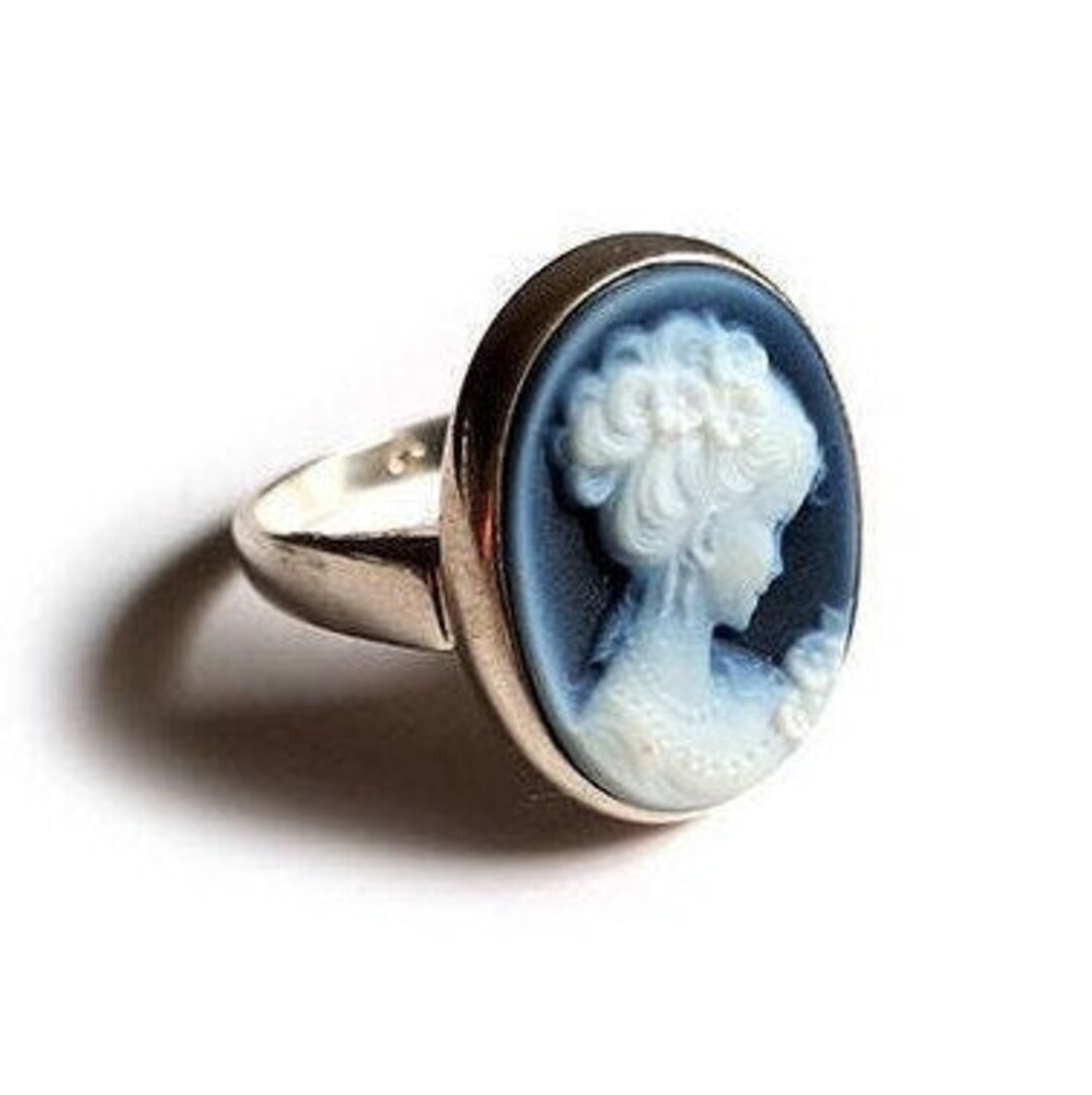 Blue Stone Cameo Ring Lady Chignon Hair Italian Cameo Jewelry Donadio ...
