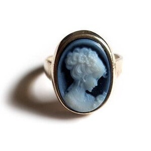 Blue Stone Cameo Ring Lady Chignon Hair Italian Cameo Jewelry Donadio ...