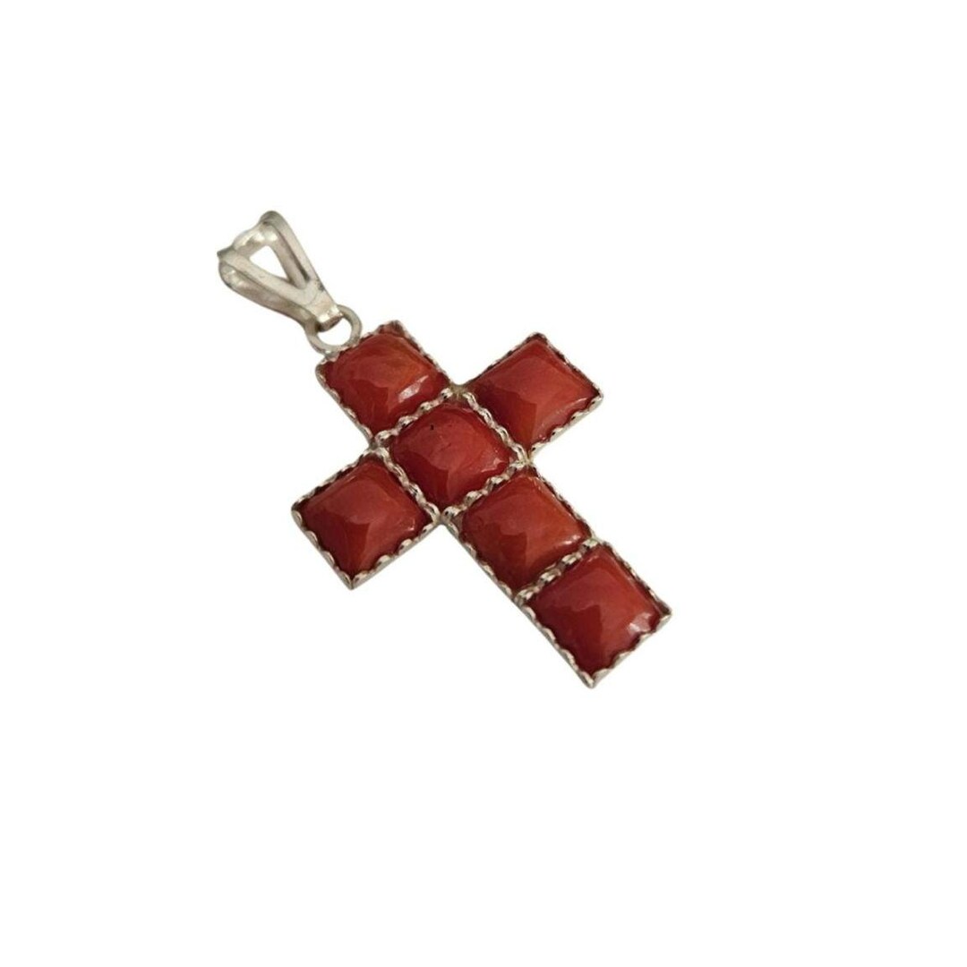 Red Coral Cross Pendant: Sterling Silver Italian Cameo Jewelry - Etsy
