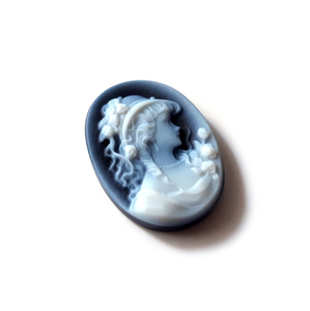 Blue Stone Cameo Woman W/ Hat Italian Stone Cameo Jewelry Donadio Agate ...