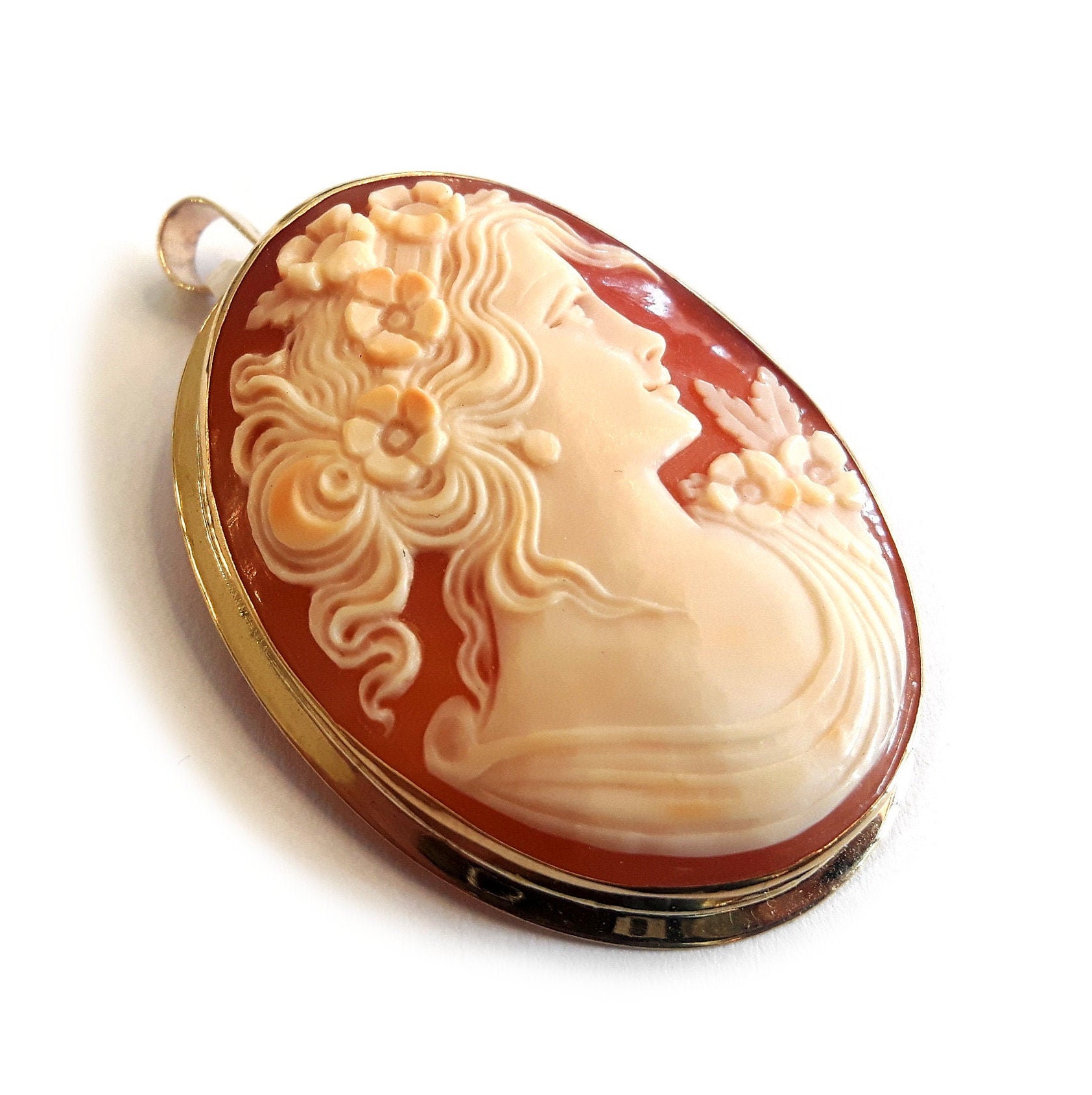 Gold cameo brooch & pendant greek goddess italian cameo jewelry donadio ...