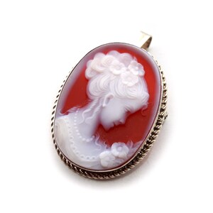 Red Cameo Brooch & Pendant Lady Italian Cameo Jewelry Donadio Stone ...