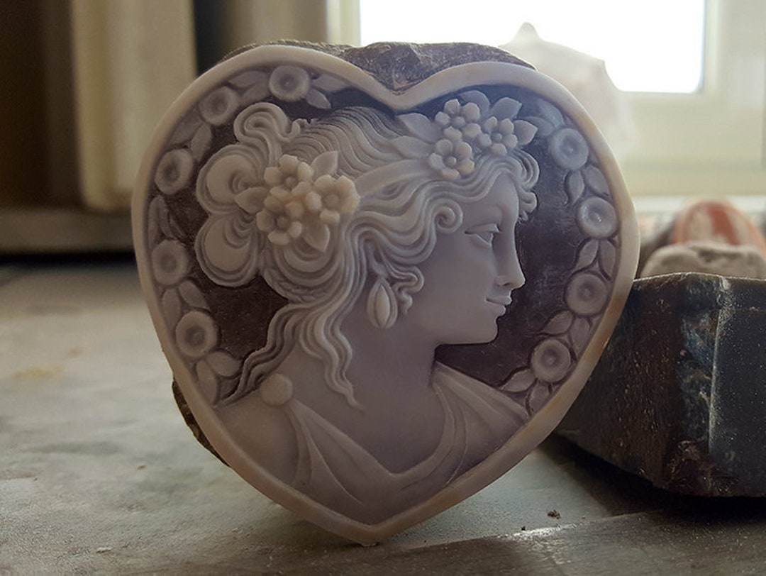 Hand Carved Sardonyx Shell Cameo: Flora Heart, Italian Jewelry - Etsy