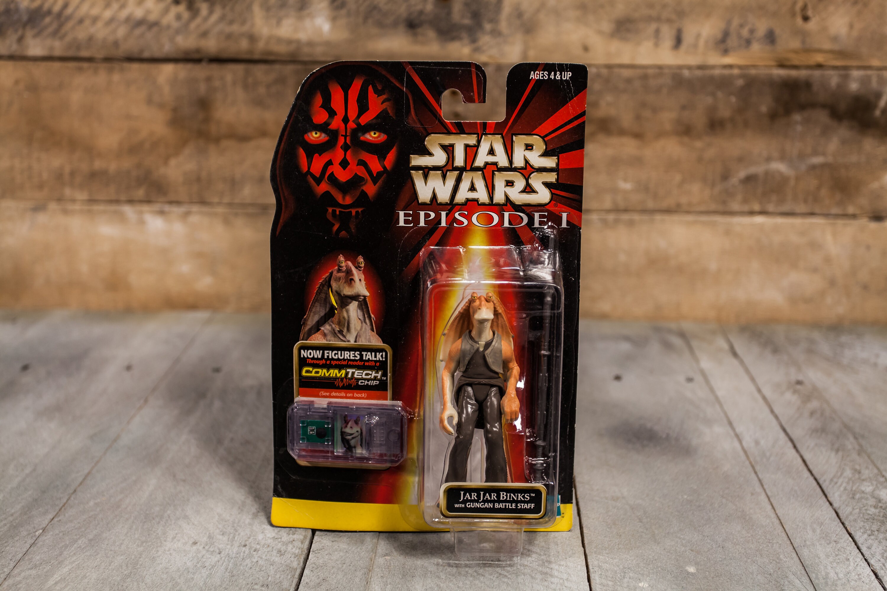 Vintage Star Wars Action Figure Jar Jar Binks Episode 1 Comm Tech Chip ...