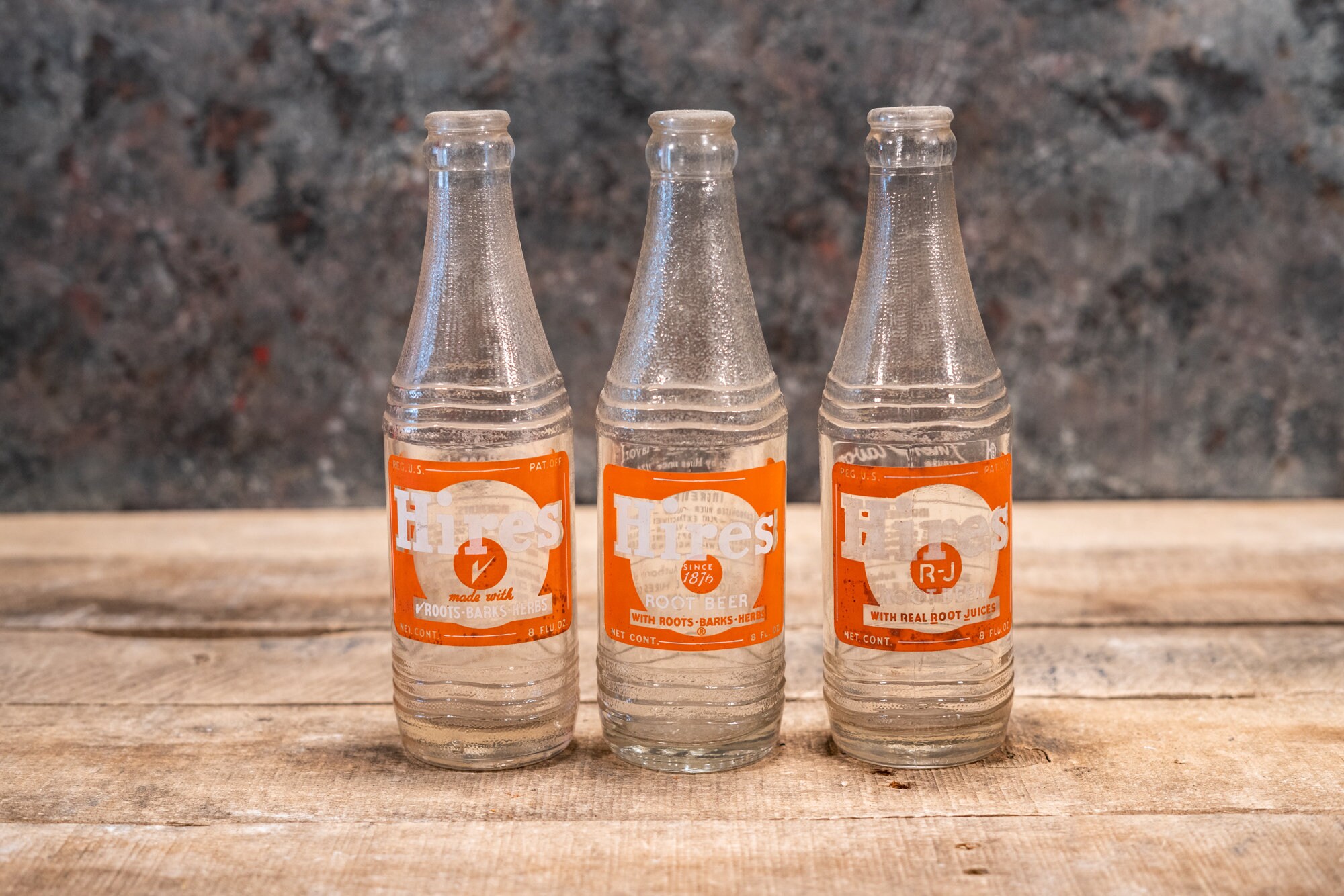 Vintage ACL Soda Pop Glass Bottle Lot 3 Hires Root Beer 8oz Bottles ...