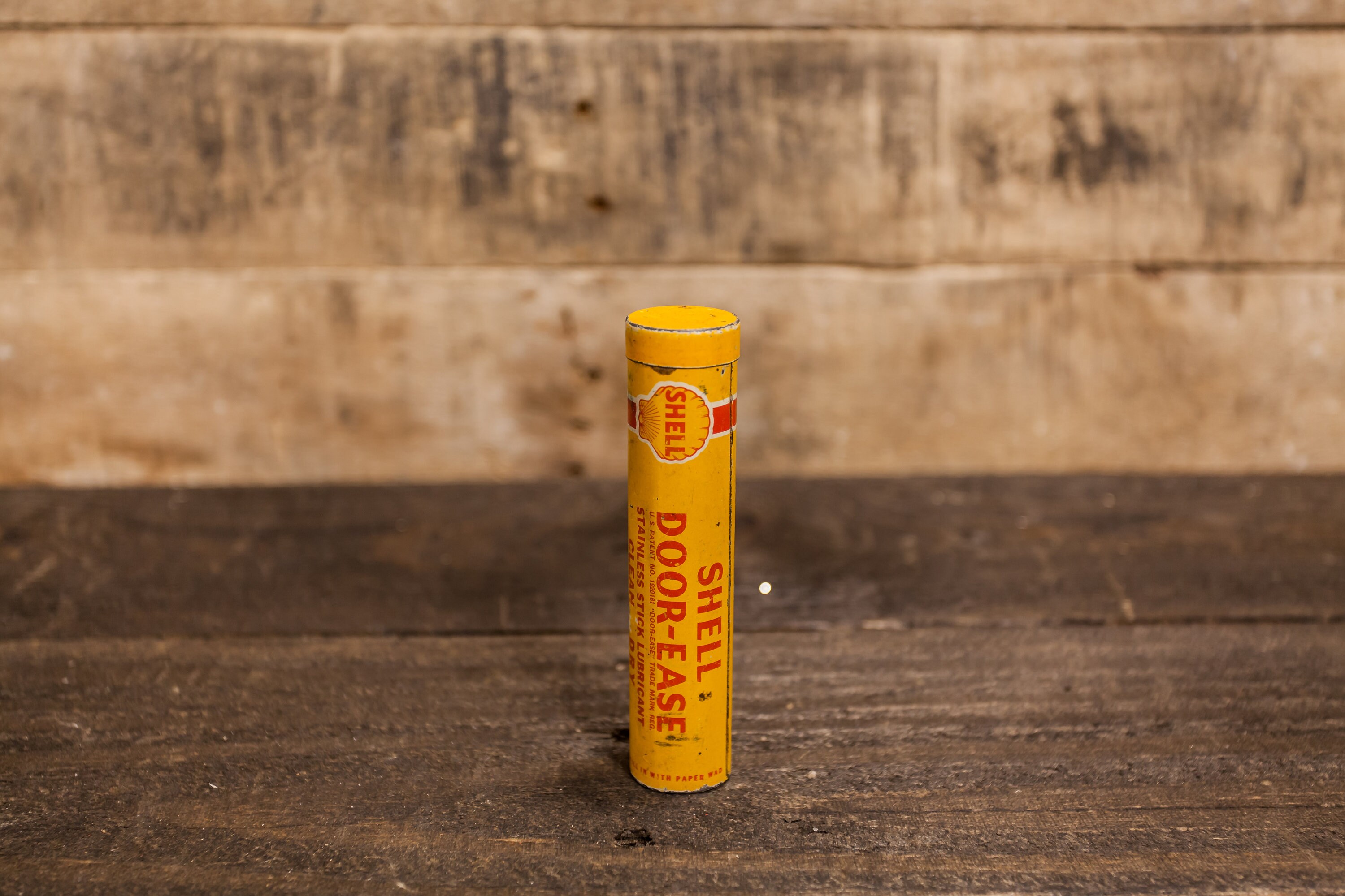 Vintage Shell Door-Ease Tin Advertising Man Cave Garage Oil Red Yellow