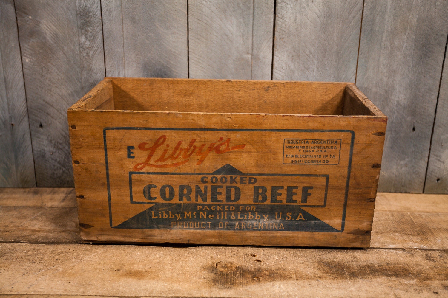 Vintage Libbys Corned Beef Wooden Crate Primitive Box Carrier Wooden ...