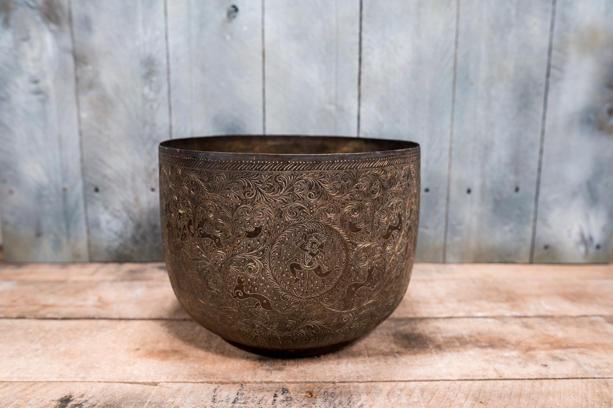 Vintage Rare Indian Engraved Brass Bowl Handmade Rustic Decorative Home ...