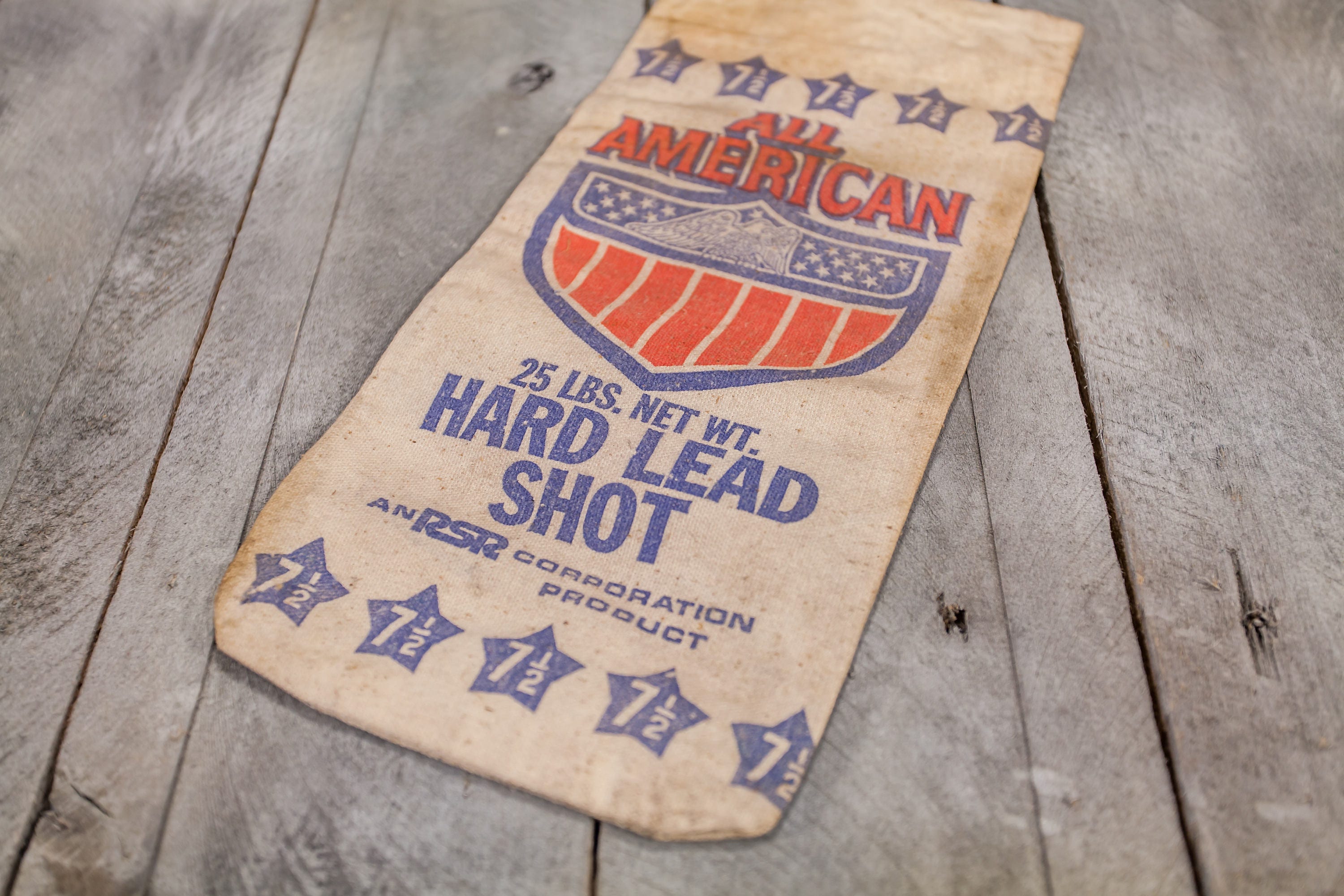 Vintage All American Hard Lead Shot Canvas Bag 25lbs Hunting Decor Man ...