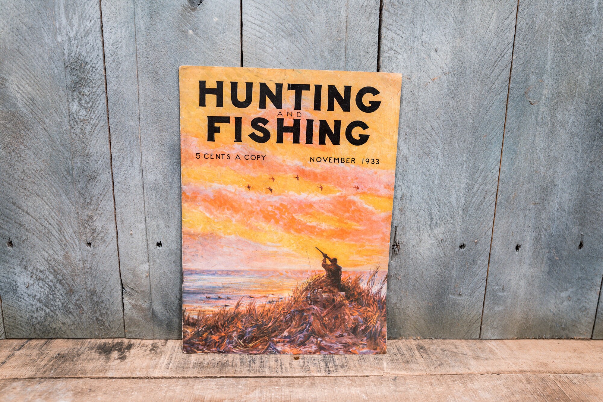 Vintage 1933 Hunting and Fishing Magazine Man Cave Hunting Camp Cabin ...