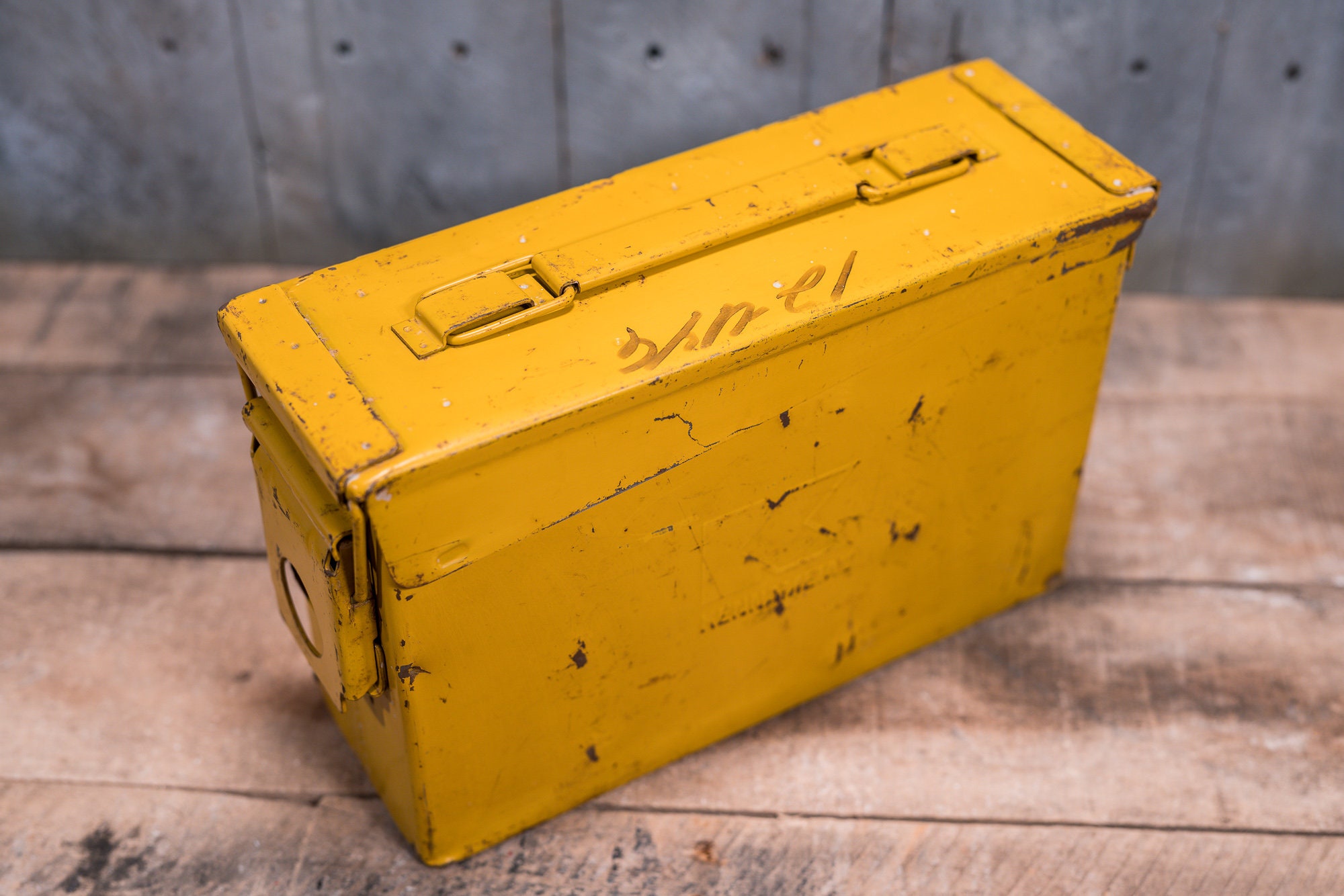 Vintage Yellow Metal Kennametal Tool Box Crate Ammo Box Geocaching Box ...