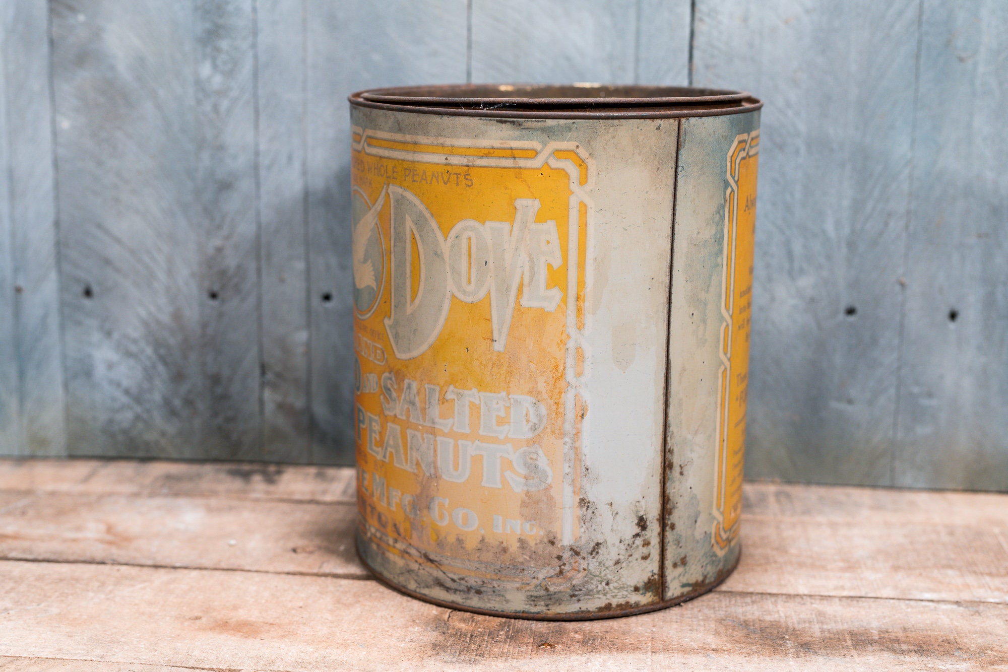 Vintage Rare Cream Dove Peanuts Tin 10lb. Cream Dove Mfg Co Binghamton ...
