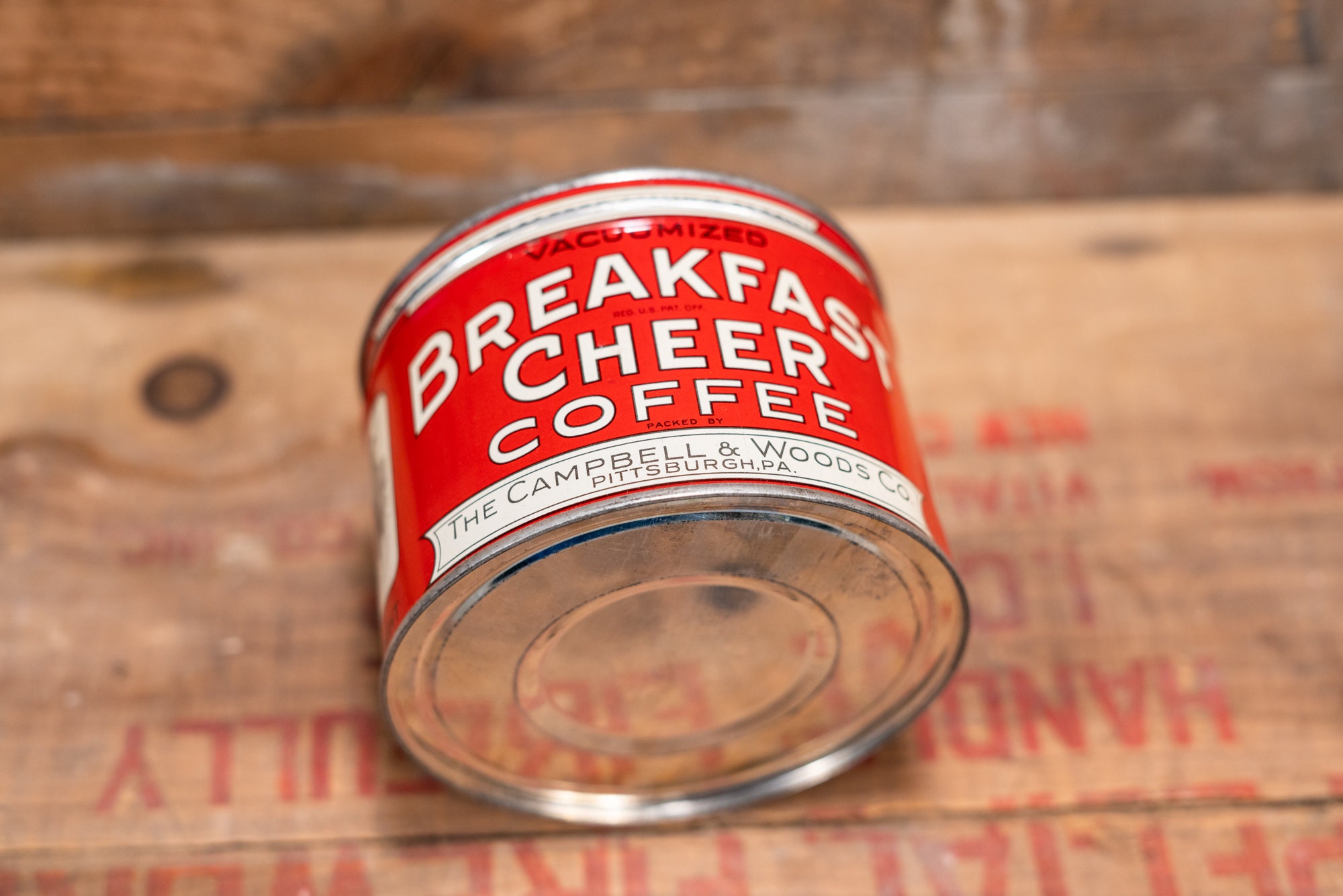 Vintage Breakfast Cheer Coffee Tin Dripco Red Black Kitchen Farmhouse ...