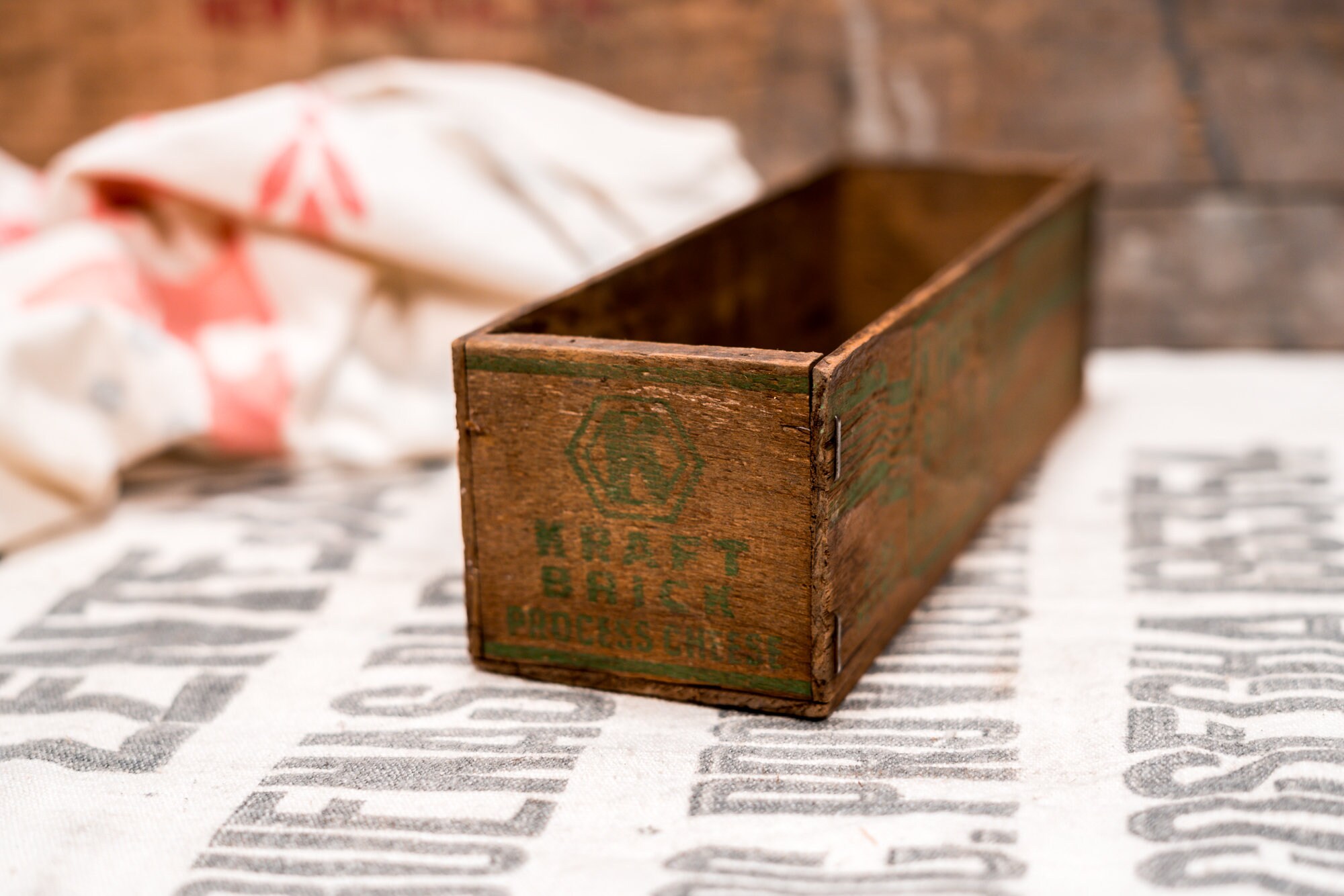 Vintage 1930s Kraft Brick Pasteurized Process Cheese Wooden Crate ...