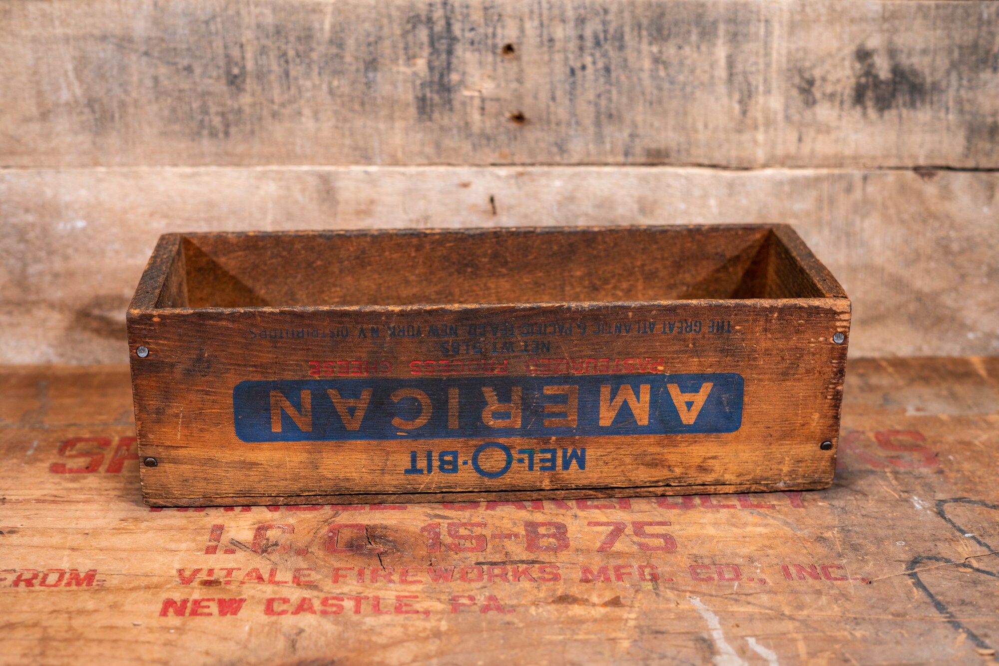 Vintage Mel-O-Bit American Cheese Wooden Crate, Cheese Box, Advertising ...
