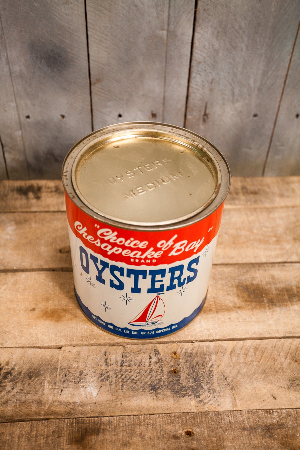 Vintage RARE Choice of Chesapeake Bay Brand Oyster One Gallon Tin Can ...