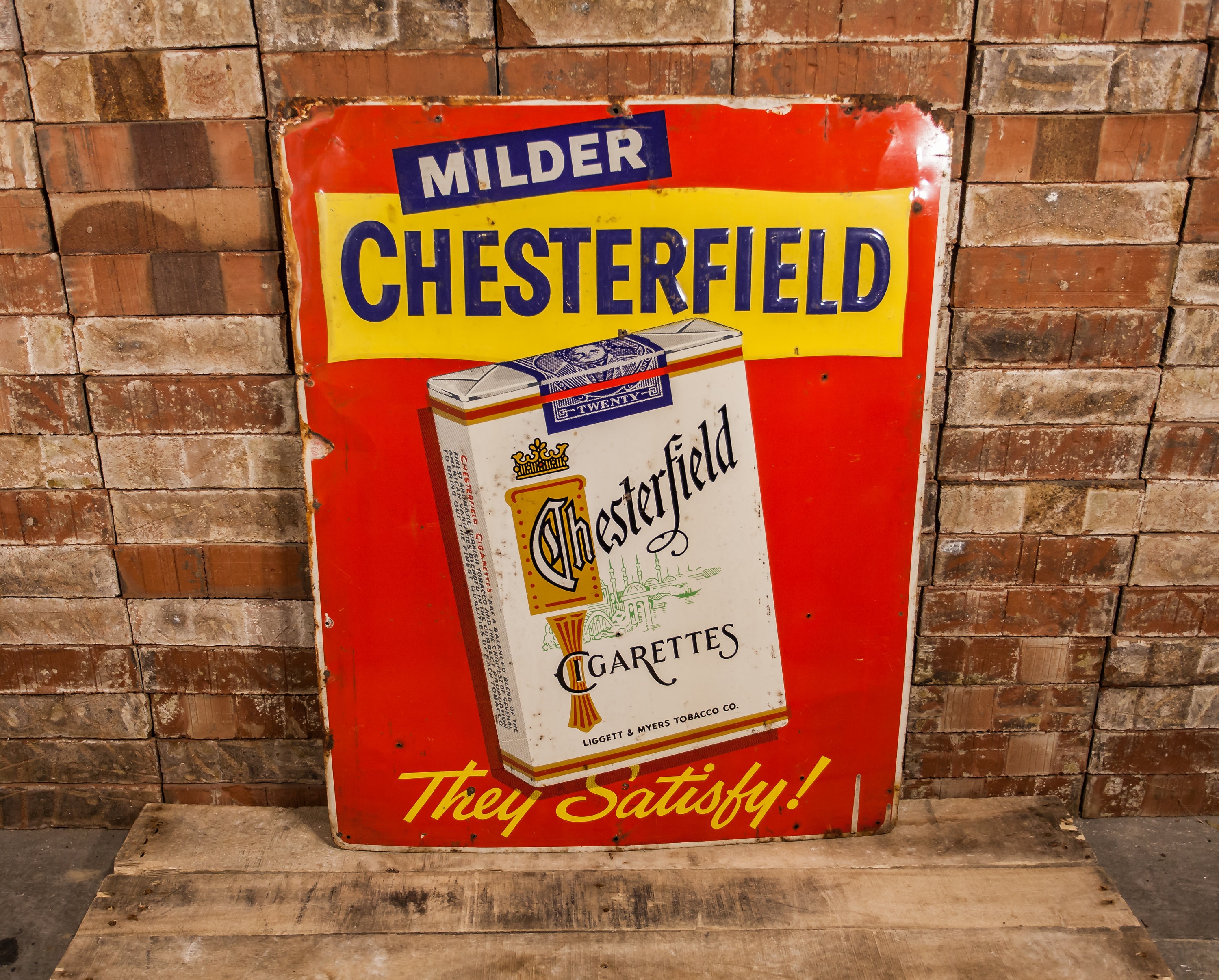 Vintage 1950s Chesterfield Cigarettes Metal Sign Rustic Man Cave Garage ...