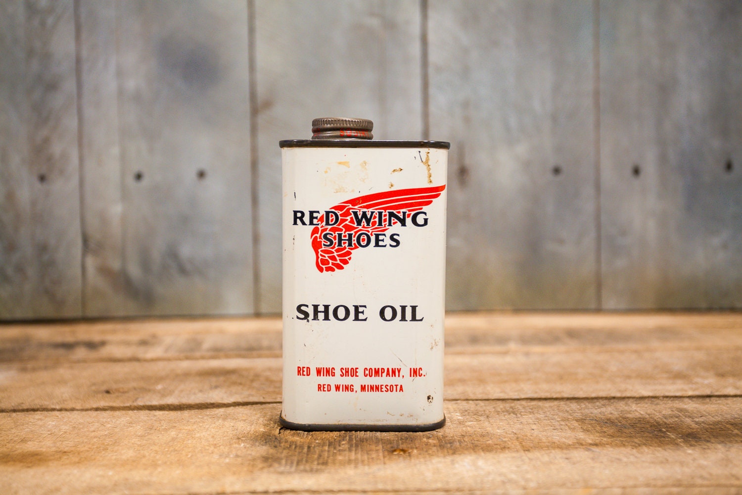 Vintage Red Wing Shoe Oil Tin Red Wing Shoe Company Advertising Man Cave
