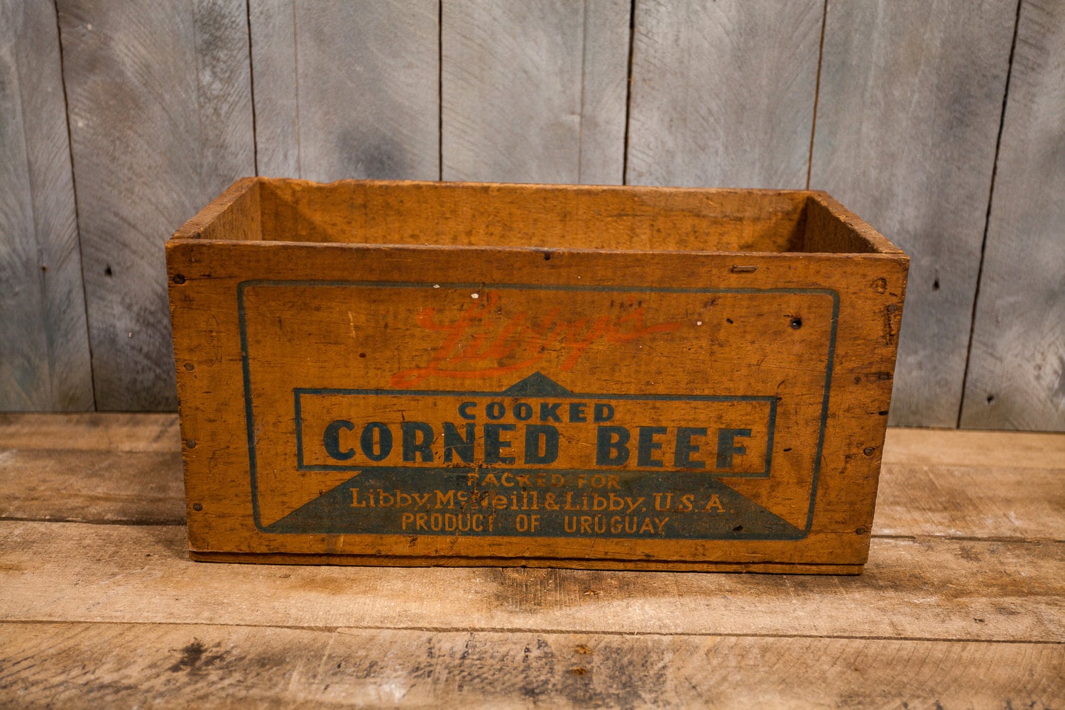 Vintage Libbys Corned Beef Wooden Crate Primitive Box Carrier Wooden ...