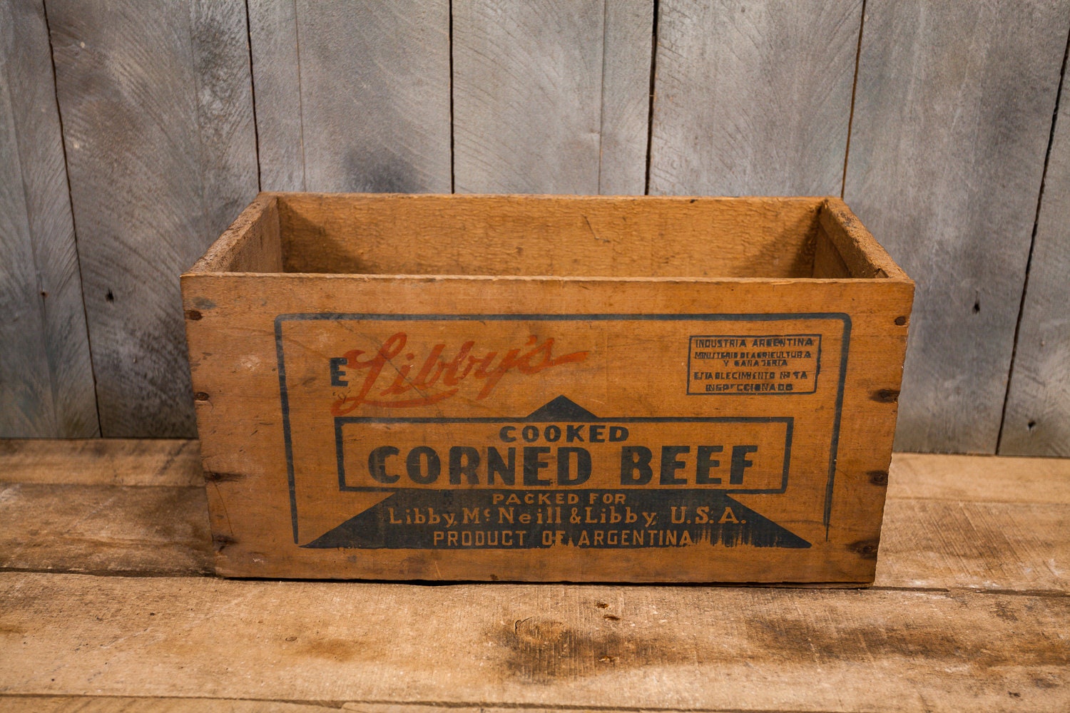 Vintage Libbys Corned Beef Wooden Crate Primitive Box Carrier Wooden ...