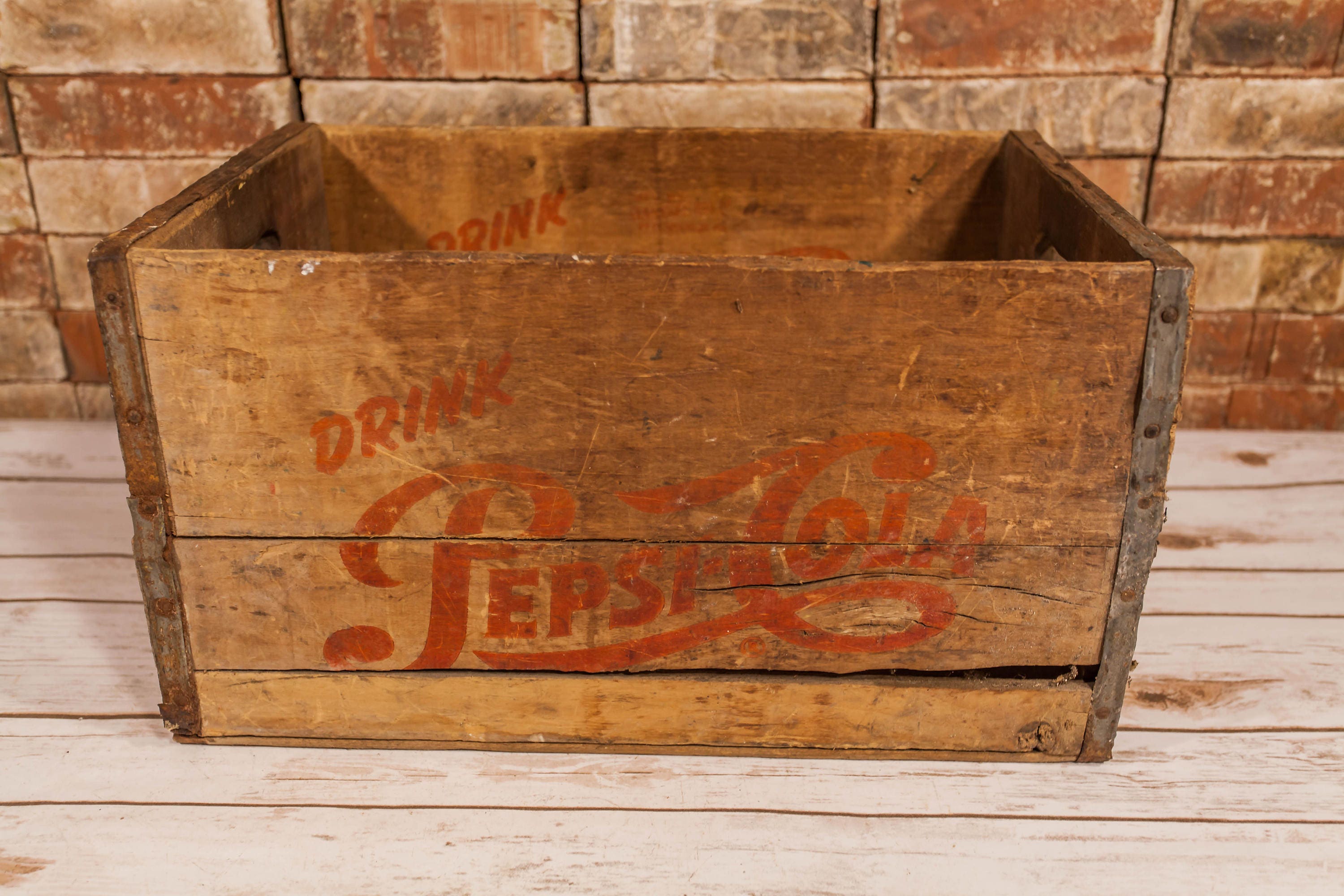 Vintage Pepsi Soda Pop Wooden Crate Primitive Box Carrier Red Wooden ...