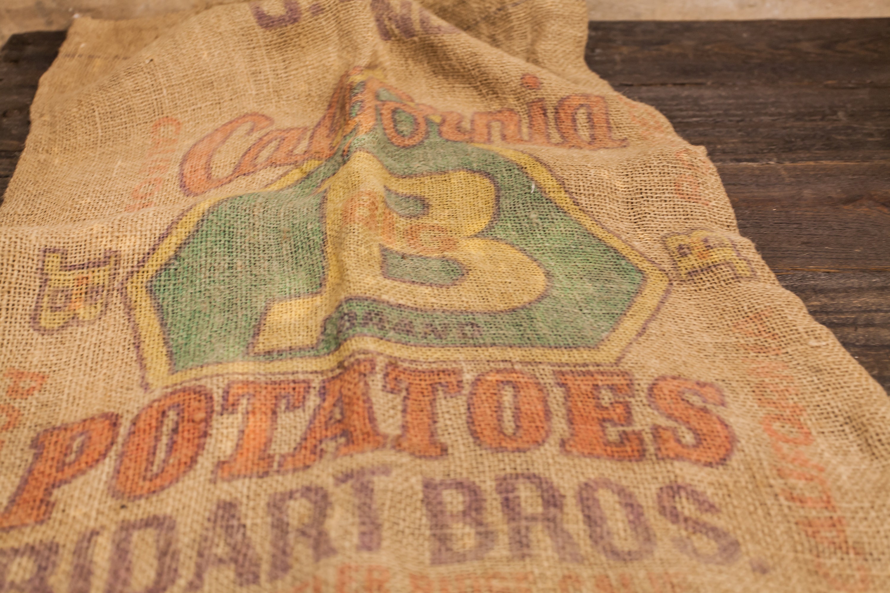 Vintage California Big B Potato Sack Bidart Bros. Rustic Primitive ...