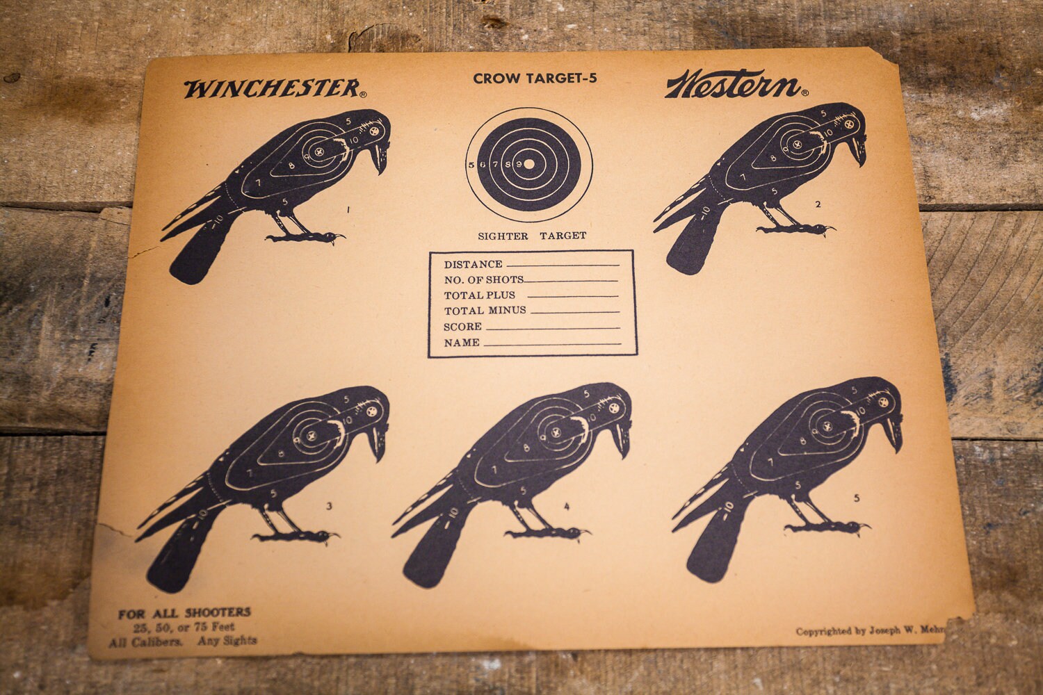 Vintage Winchester Western Crow Target Advertising Hunting Man Cave ...