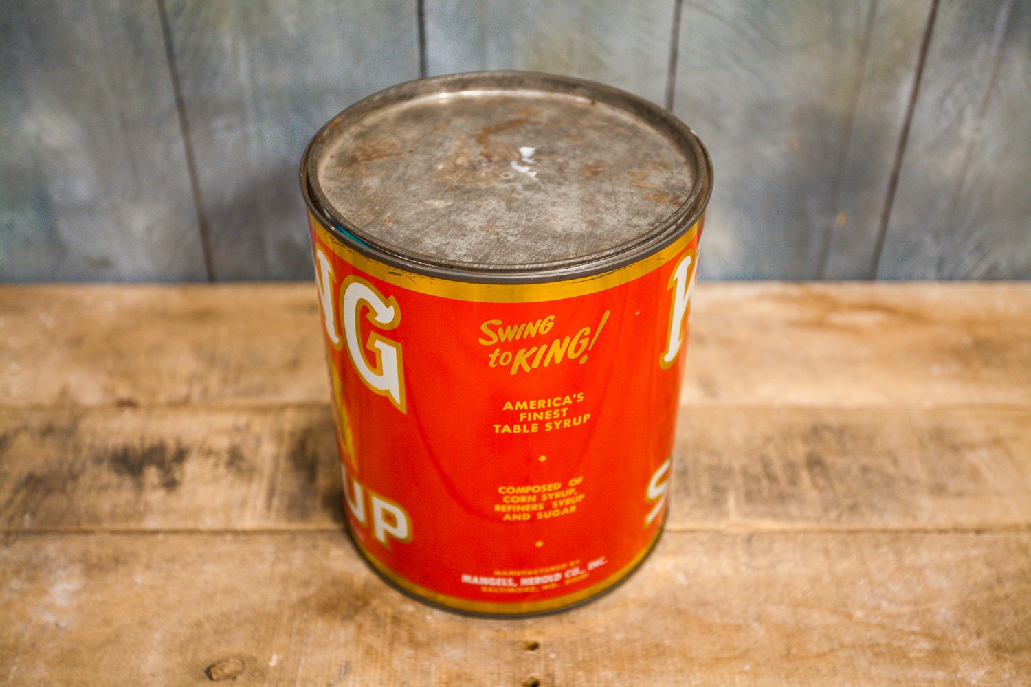 Vintage Rare 12 oz King Syrup Tin Lion Advertising Red White Farmhouse ...