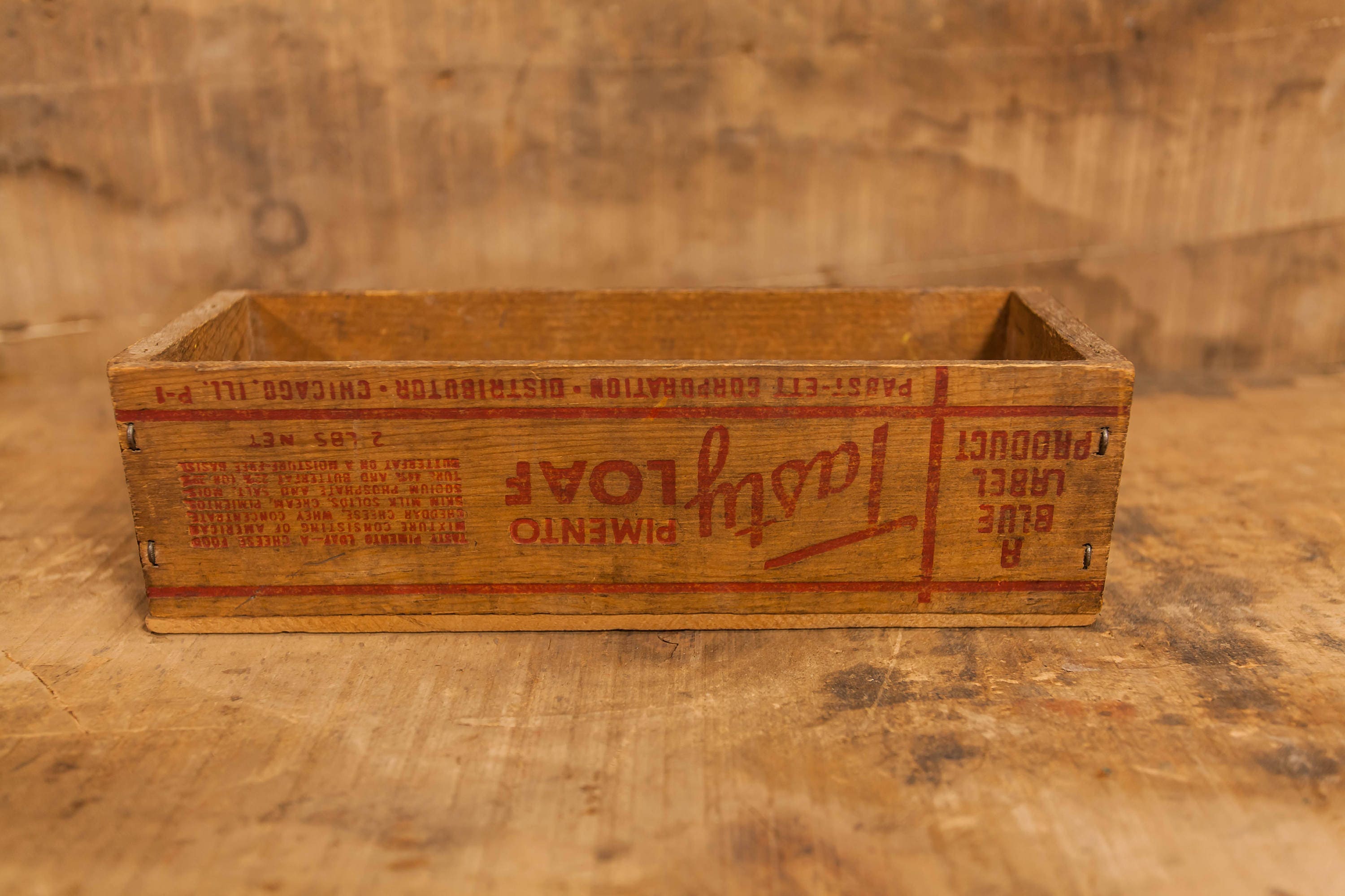 Vintage Pimento Tasty Loaf Wooden Cheese Crate Red 2lbs Cheese Box ...