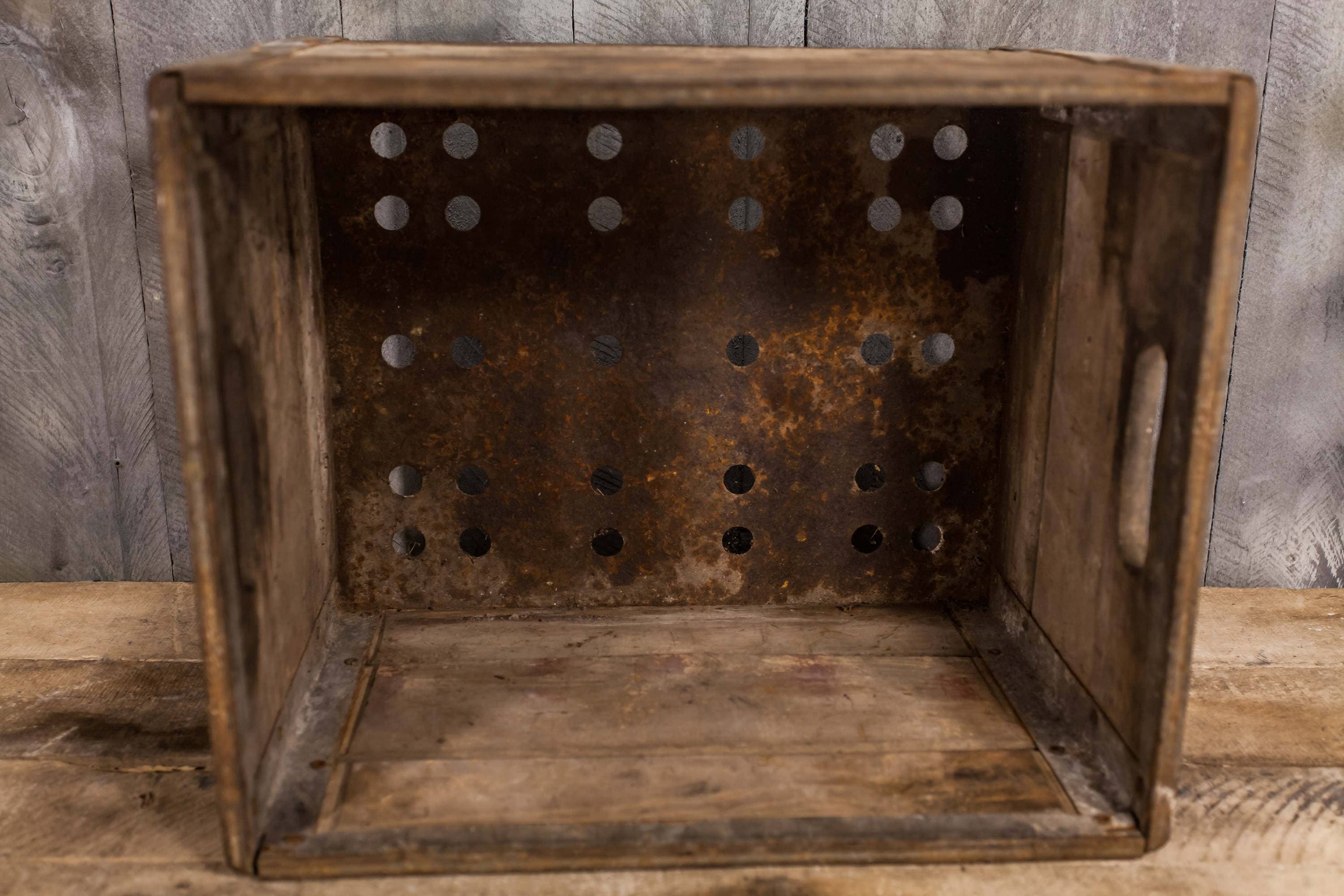 Vintage V.T. Smith Dairy Milk Crate Wood Metal Milk Bottle Carrier ...