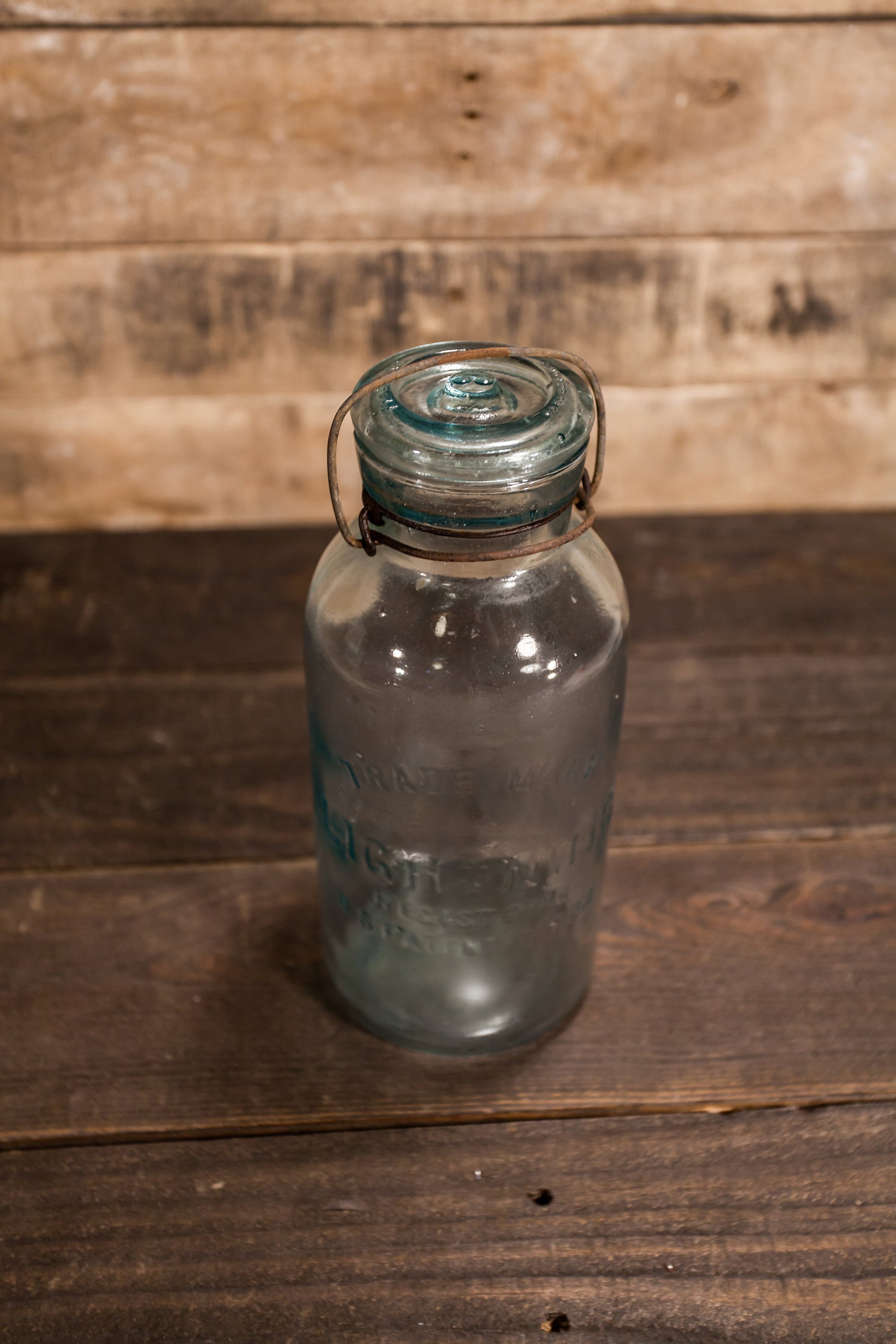 Vintage Trademark Lightning Aqua Glass Jar Ball Mason Jar Embossed ...