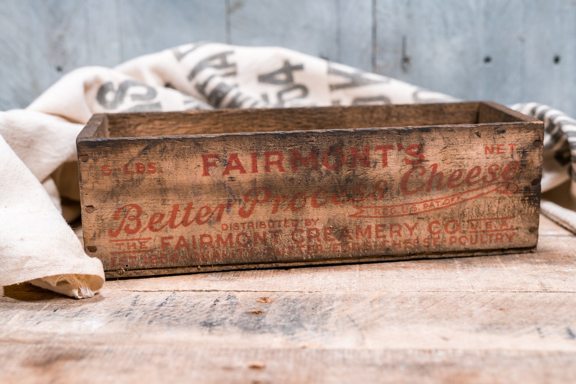 Vintage Fairmont's Better Process Cheese Wooden Crate Cheese Box ...