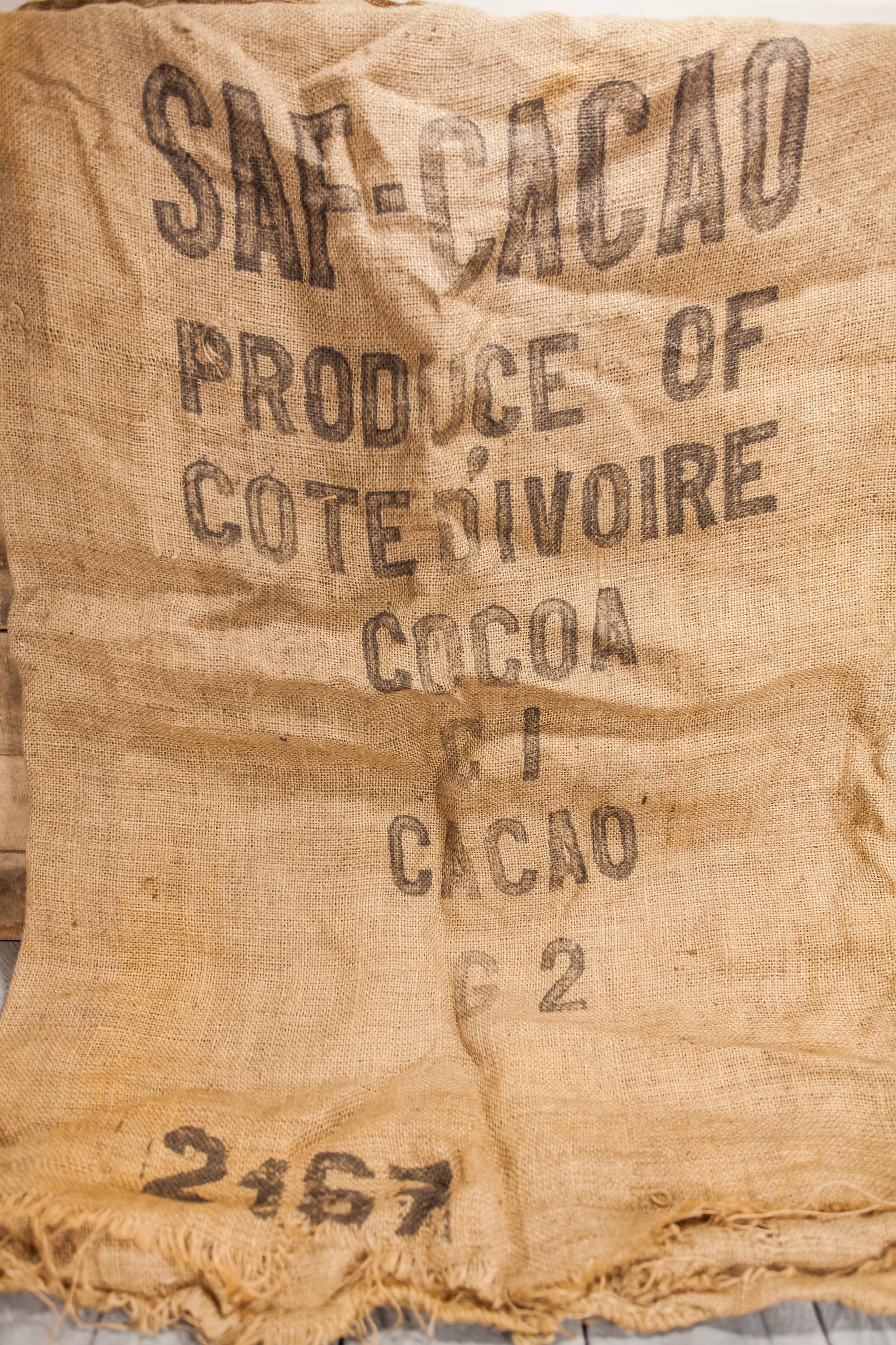 Vintage Burlap Ivory Coast Cocoa Sac Rustic Primitive Farmhouse ...