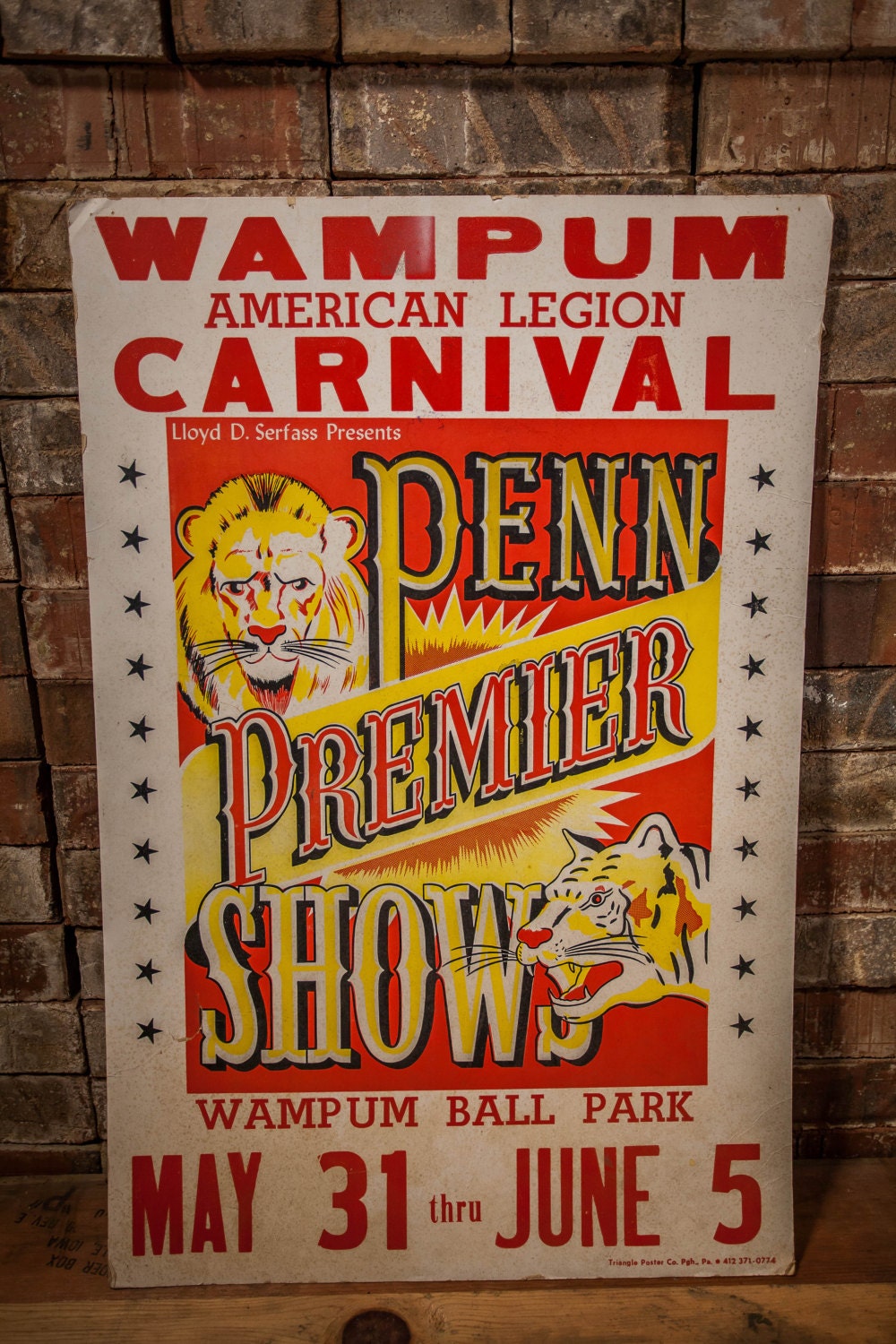 Vintage Llyod D. Serfass Carnival Poster Cardboard Penn Premier Shows ...