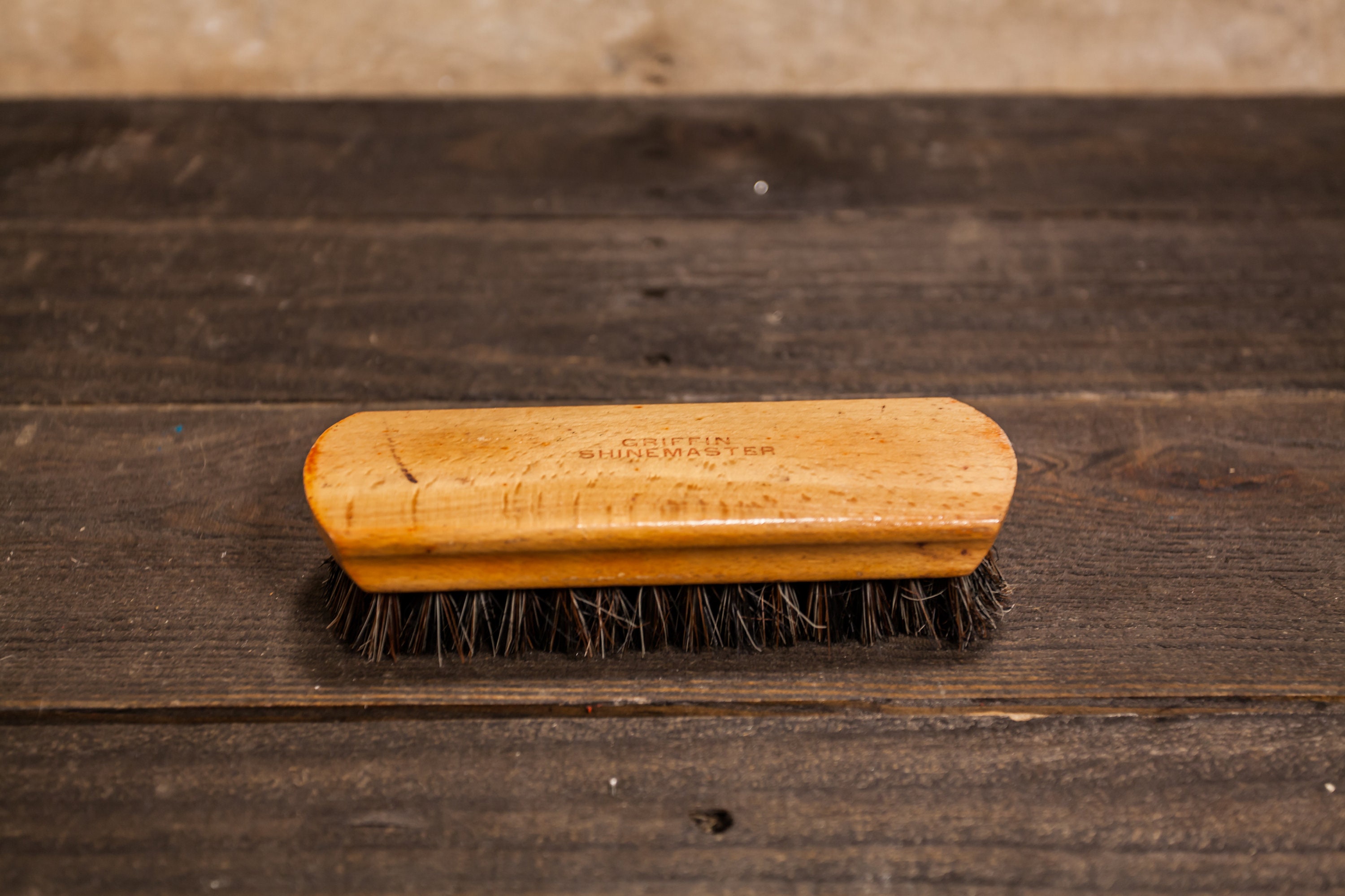 Vintage Griffin Shoe Shine Brush Wood Brush Rustic Polish Brush Man Cave
