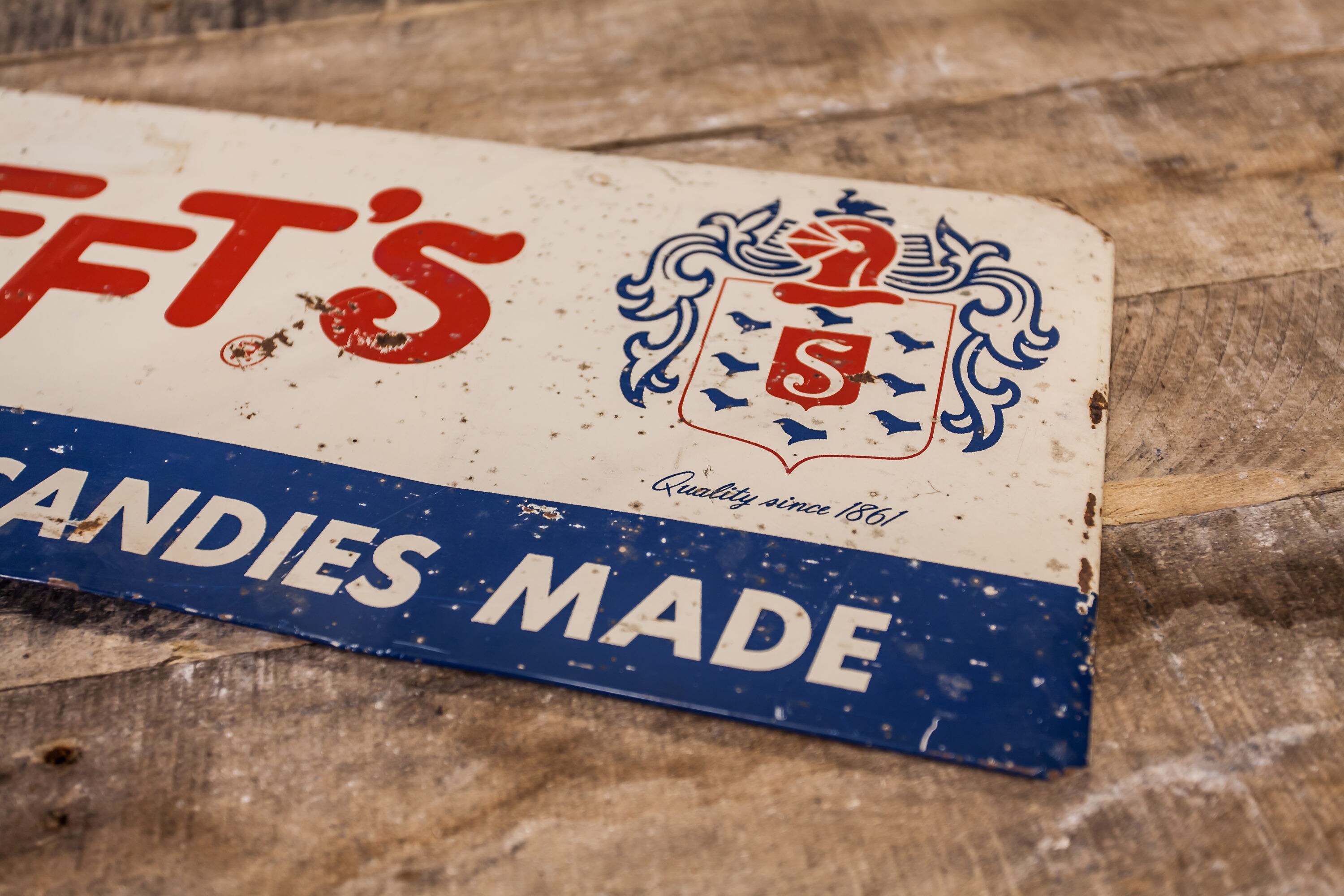 Vintage Schrafft's Candy Sign Red White Blue Metal Store Display W.F ...