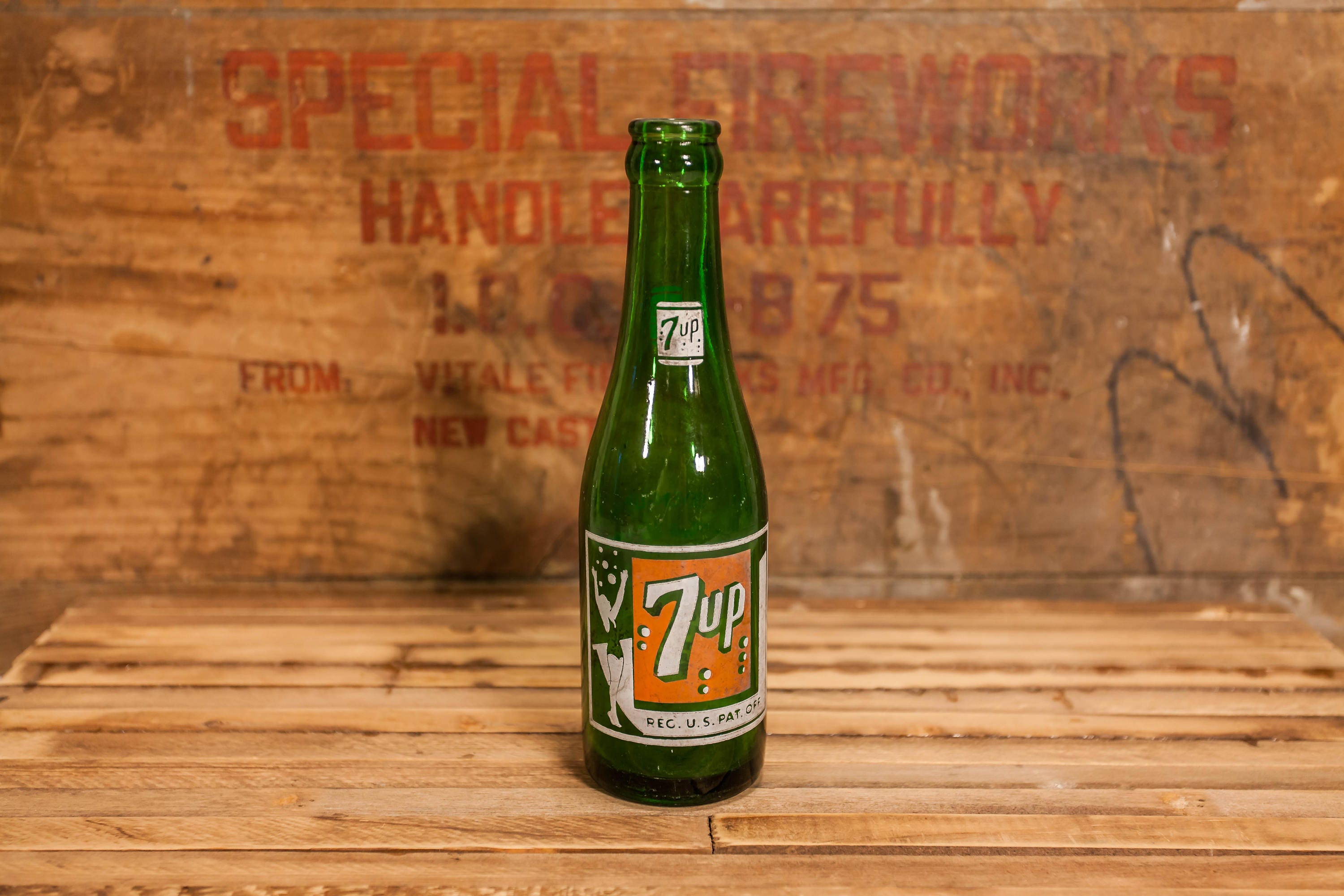 Vintage 7up 7oz Glass Soda Pop Bottle Swimsuit Girl Advertising Orange ...