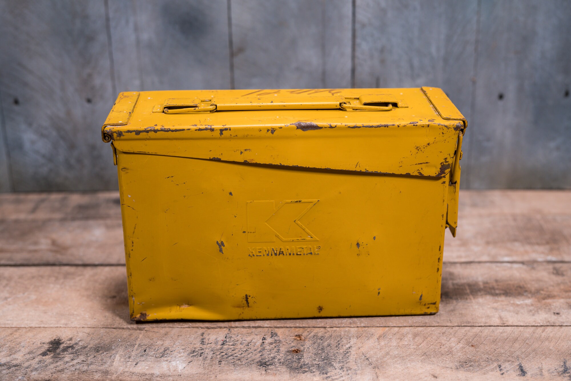 Vintage Yellow Metal Kennametal Tool Box Crate Ammo Box Geocaching Box ...