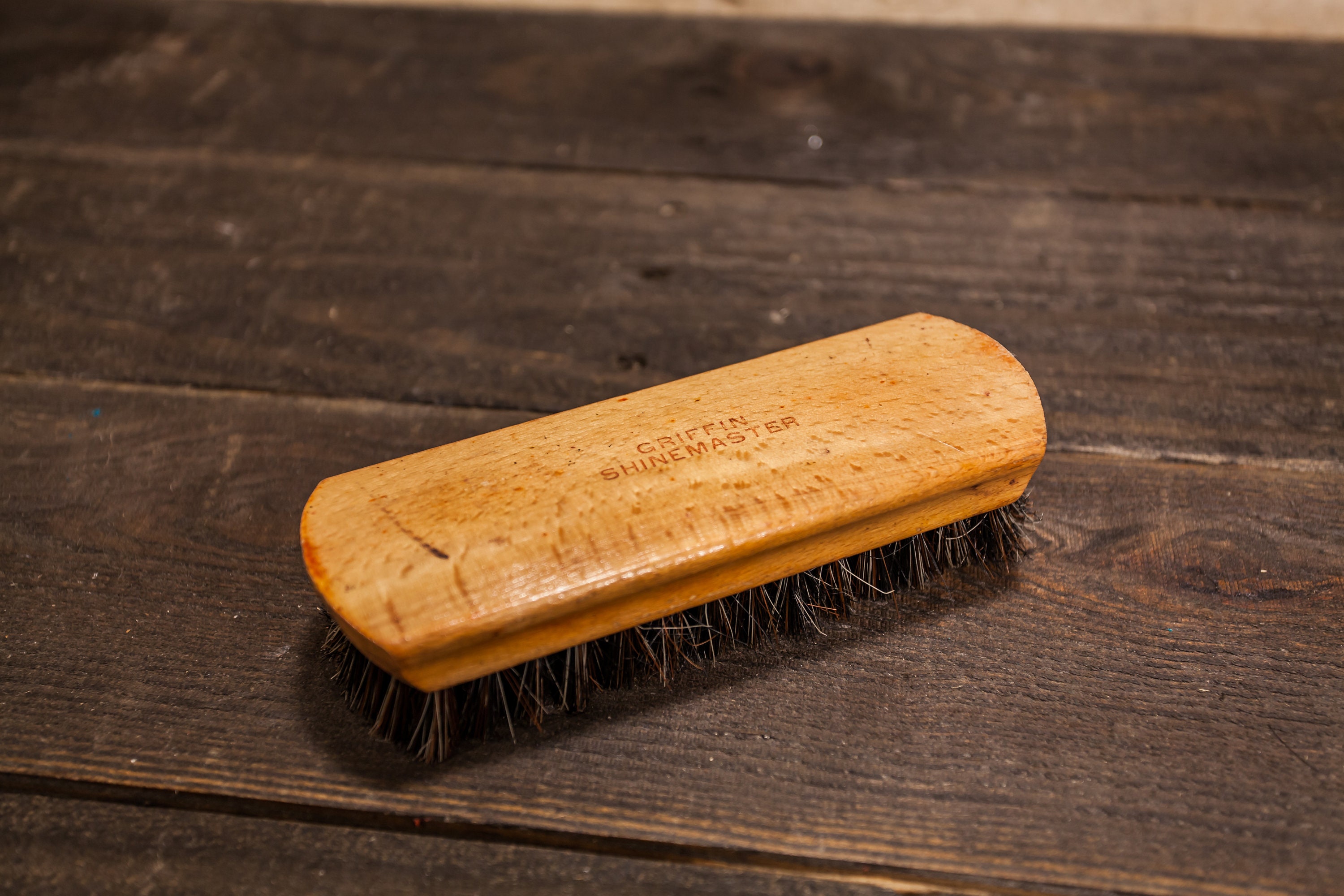 Vintage Griffin Shoe Shine Brush Wood Brush Rustic Polish Brush Man Cave