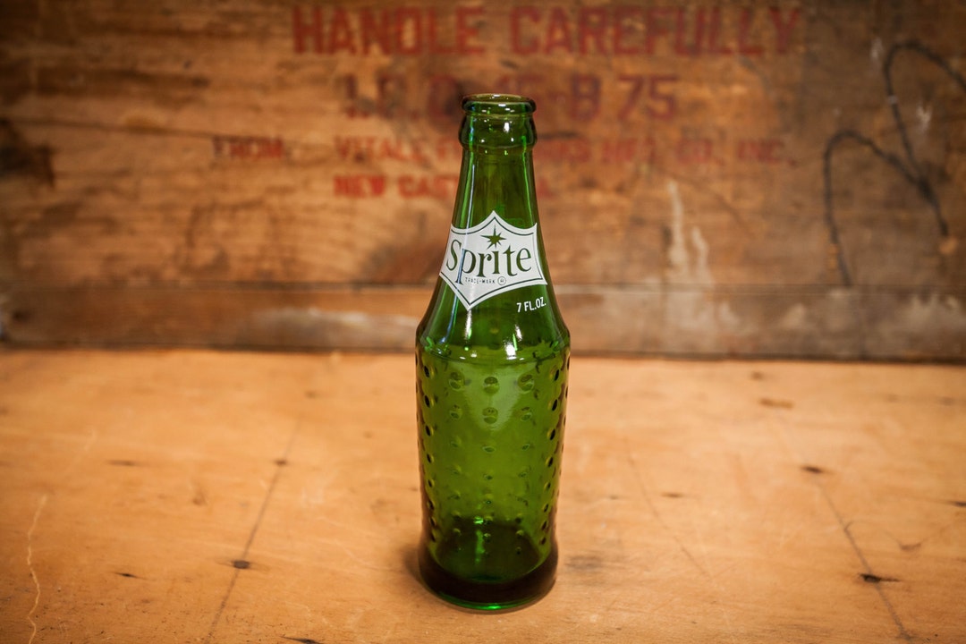 Vintage Sprite 7oz Green Glass Bottle Embossed Dots Coca Cola Company ...