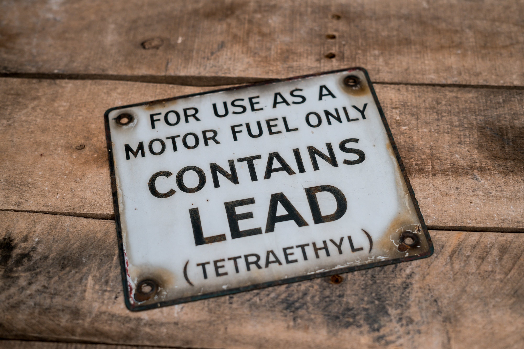 Vintage Porcelain Contains Lead Sign Motor Oil Gas Fuel Pump Plate ...