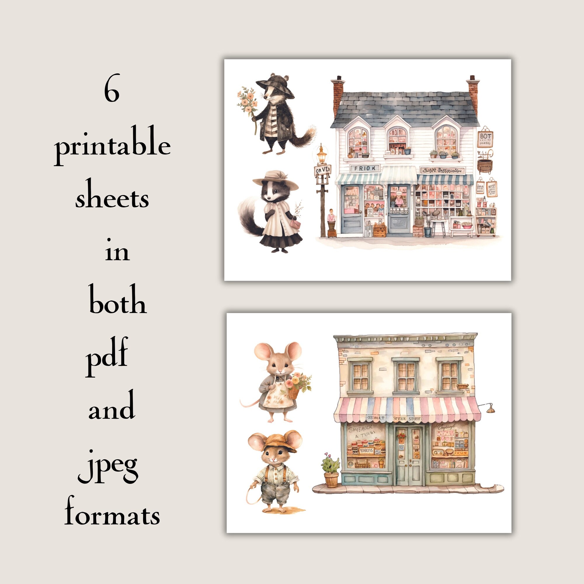 Mouseville Whimsical Clipart Set 17 High-resolution 300 Dpi PNG Files 6 ...